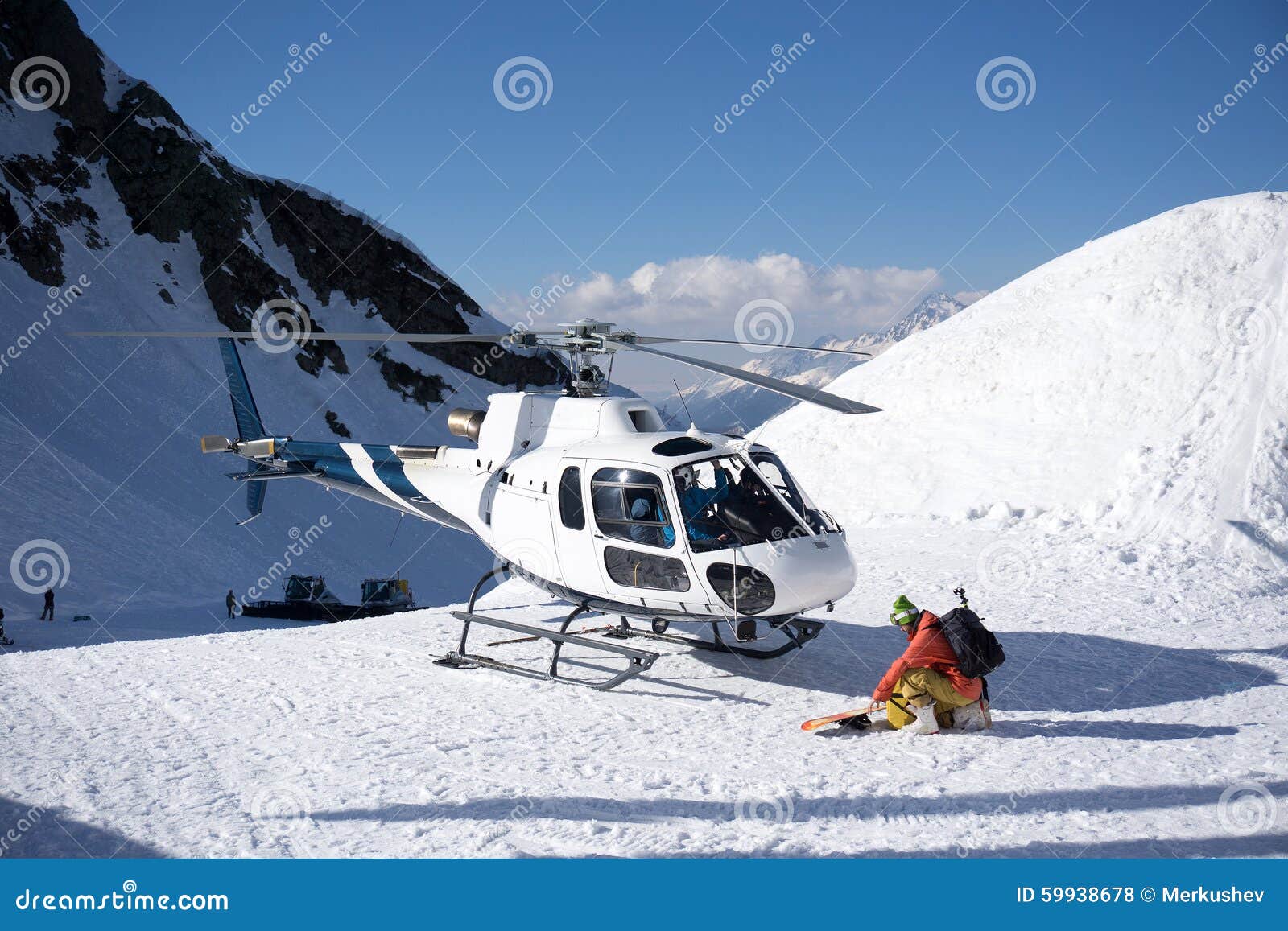 White Rescue Helicopter Parked in the Mountains Editorial Stock Photo ...