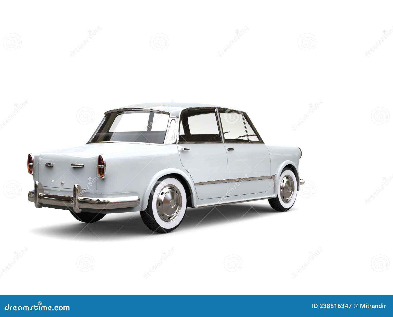 White Restored Vintage Compact Car - Back View Stock Illustration ...