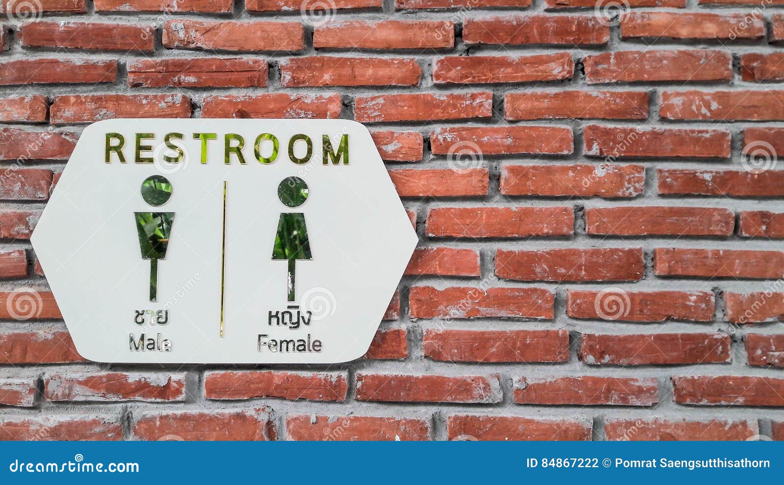 White Restroom Sign And Direction On Wall Royalty-Free Stock ...