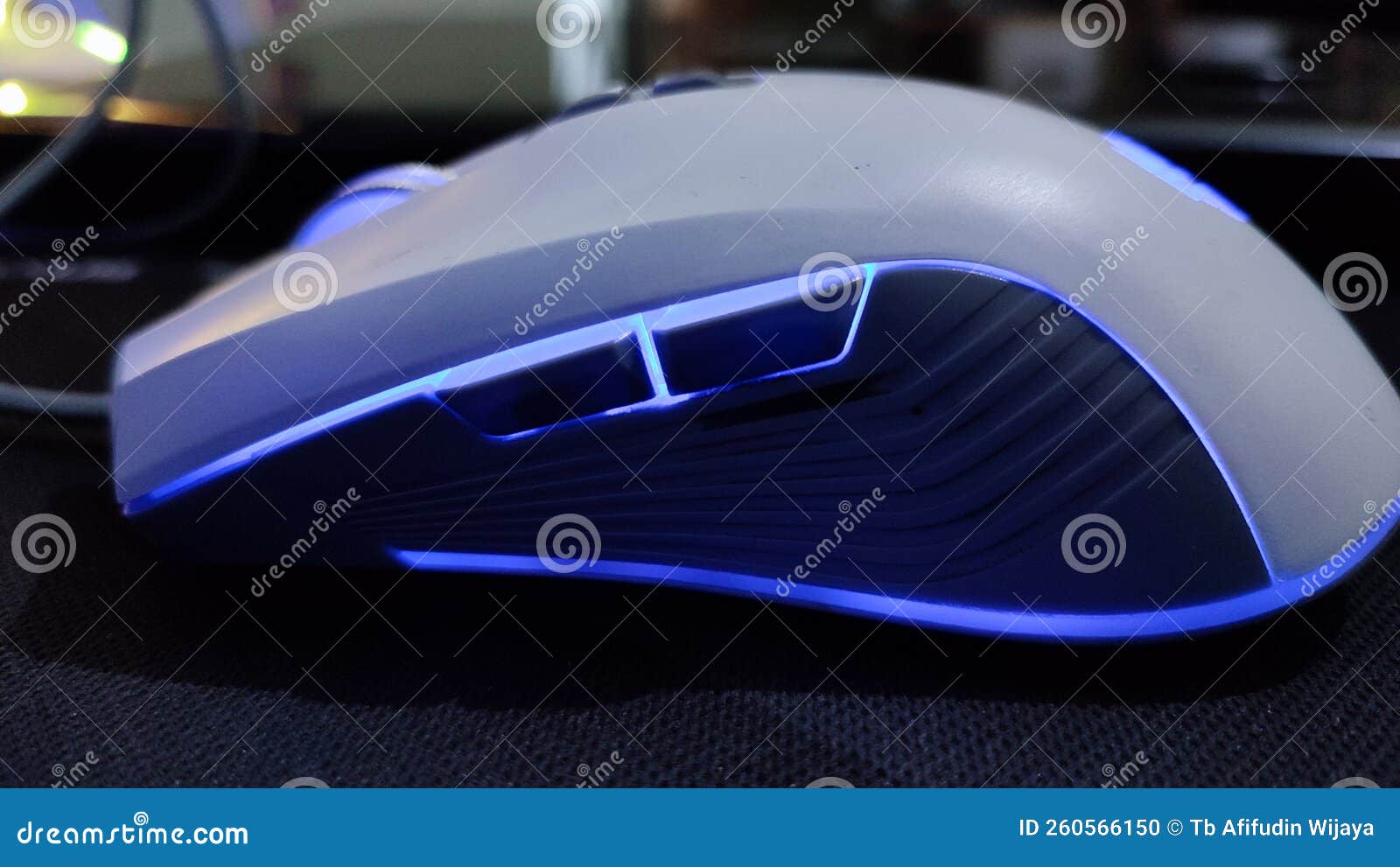 White RGB Gaming Mouse with Gray Cable in Use Stock Photo - Image of ...