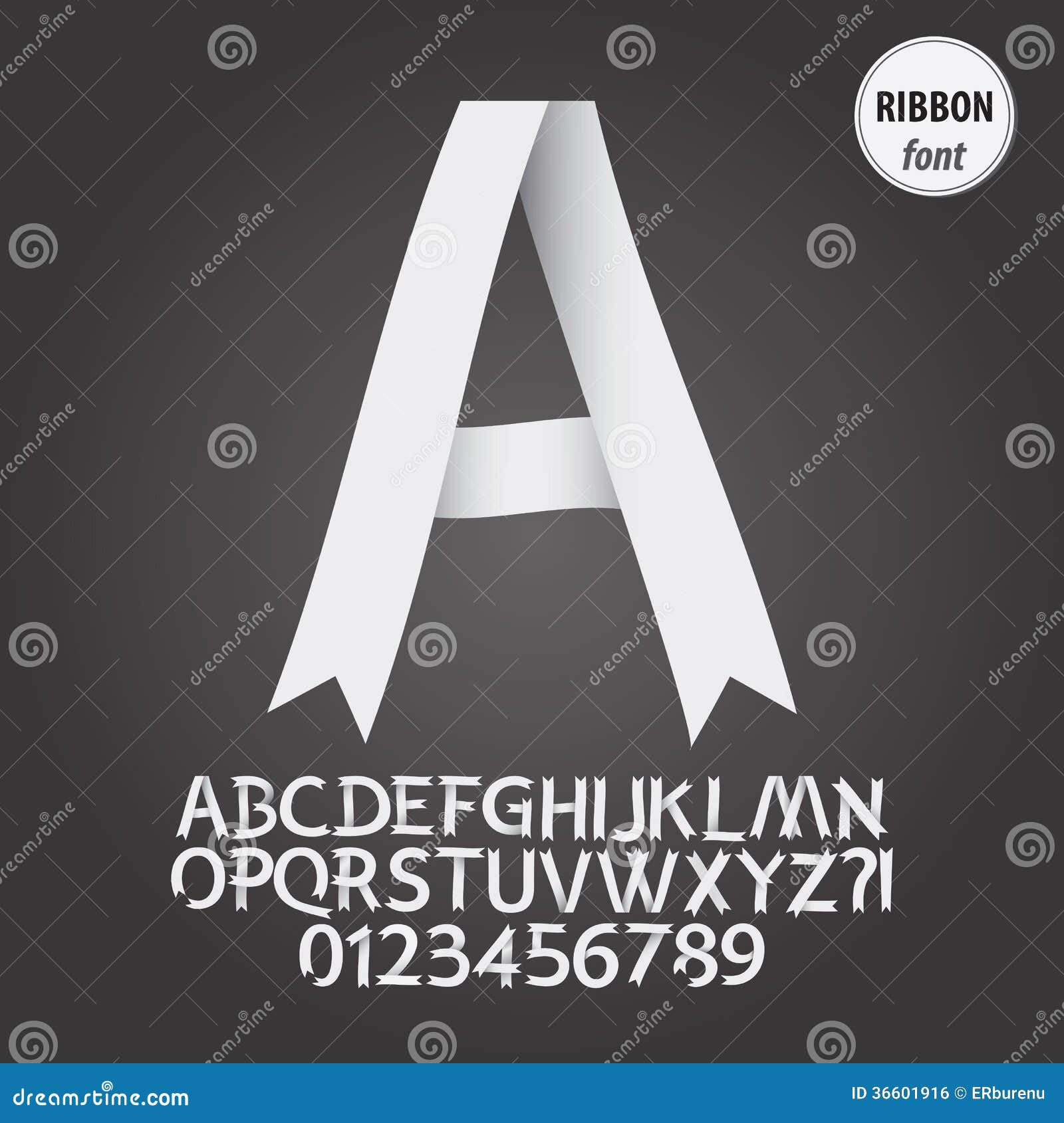 White Ribbon Alphabet and Digit Vector Stock Vector - Illustration of ...