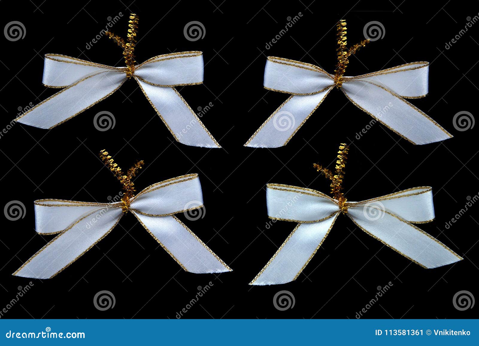 White ribbon bows stock image. Image of texture, object - 113581361