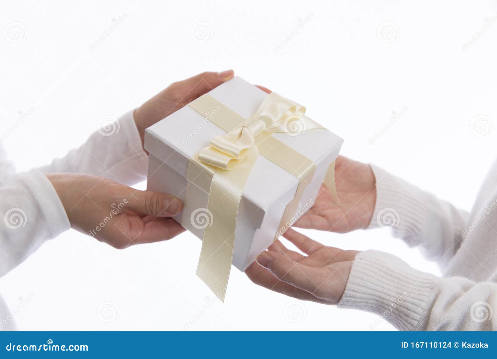 White ribbon gift box stock photo. Image of surprise - 167110124
