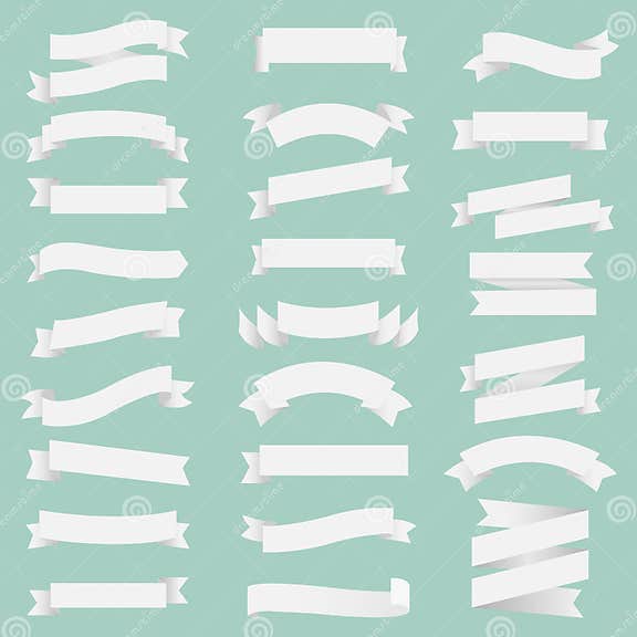 White Ribbon Set with Mint Background Stock Vector - Illustration of ...