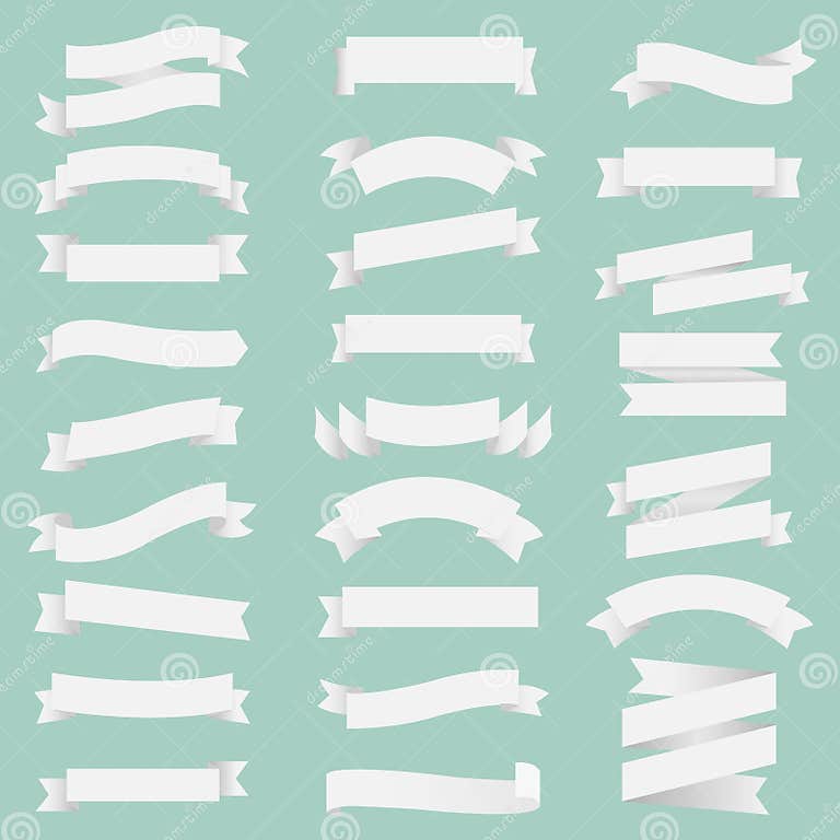 White Ribbon Set with Mint Background Stock Vector - Illustration of ...