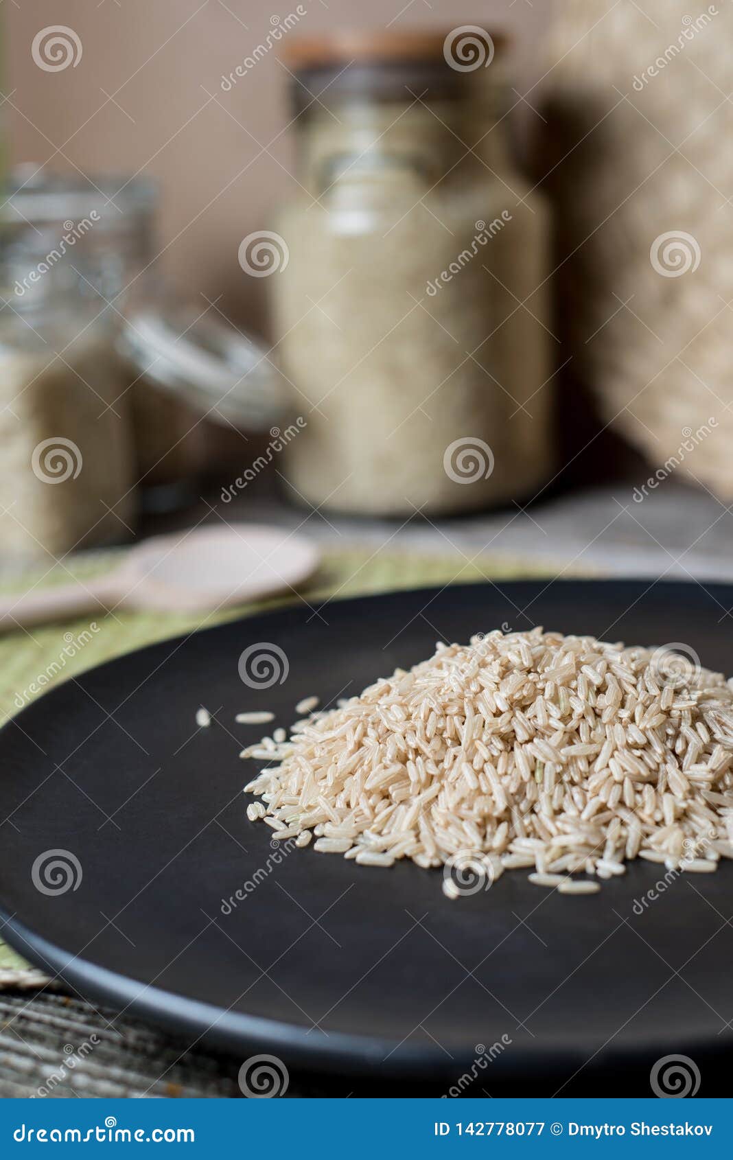 White Rice on a Black Plate Stock Image - Image of culture, eating ...