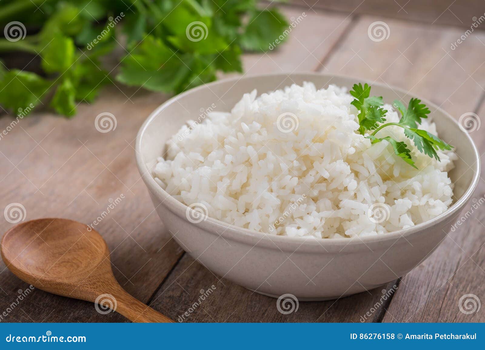 White rice in bowl stock photo. Image of vegetarian, spoon - 86276158