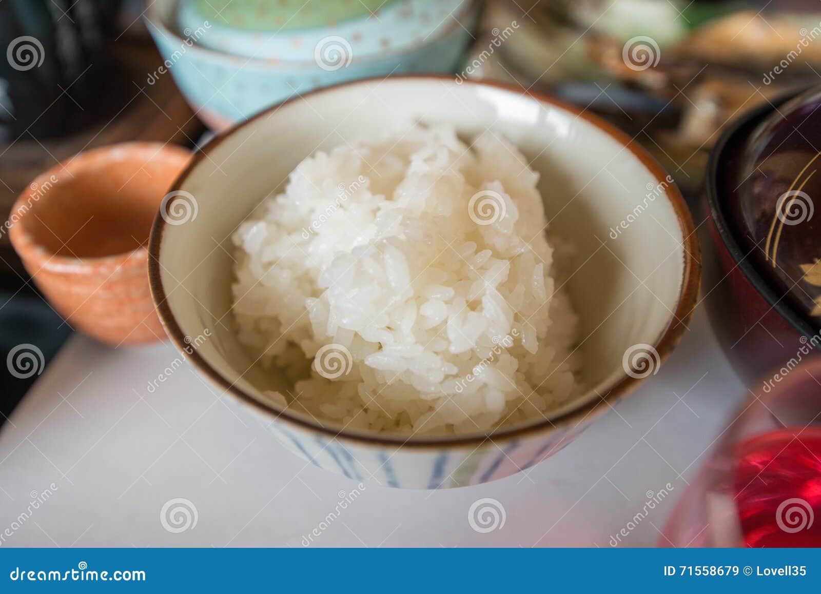 White rice in bowl stock image. Image of bowl, dinner - 71558679