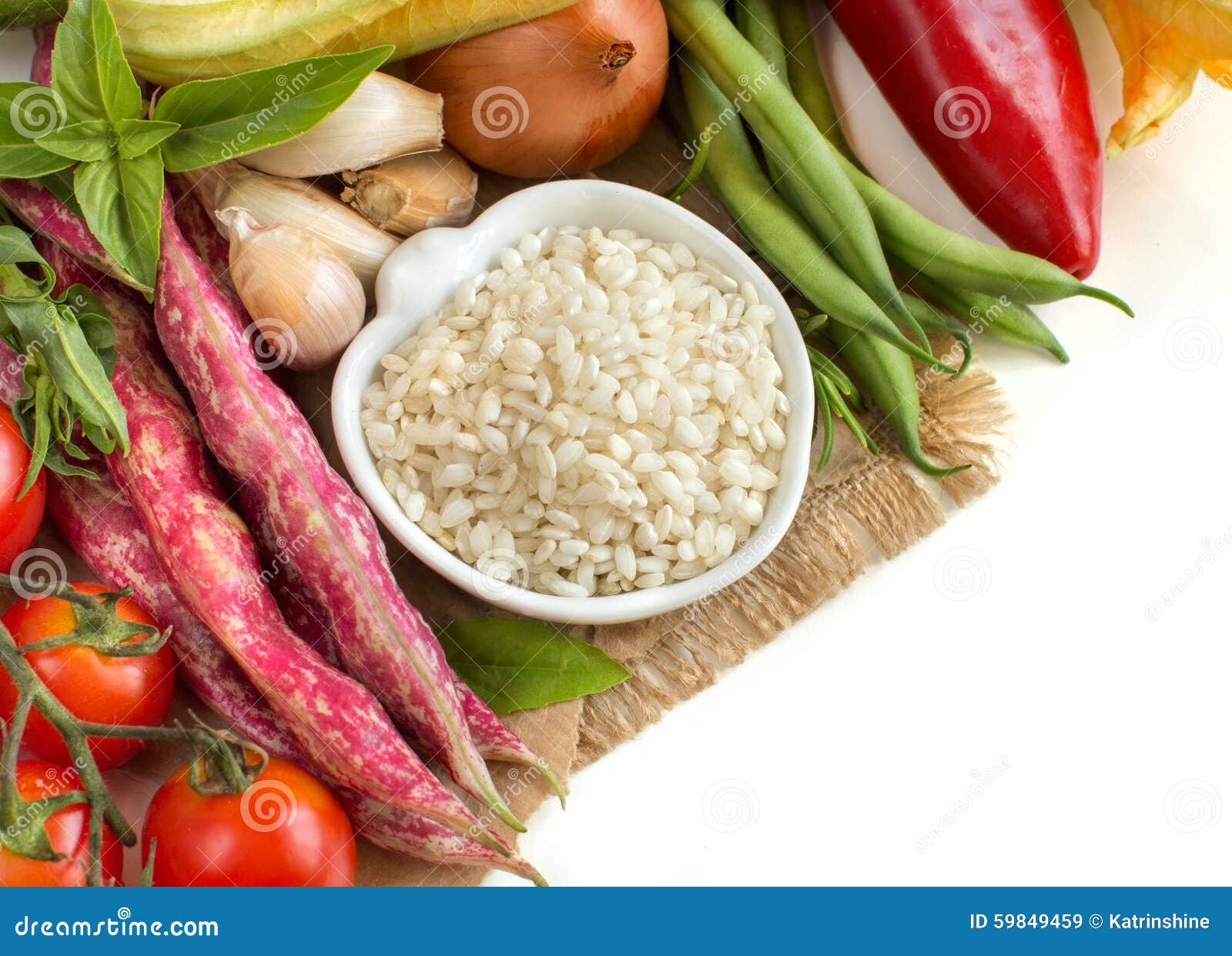 White Rice in Bowl and Fresh Vegetables Stock Image - Image of health ...