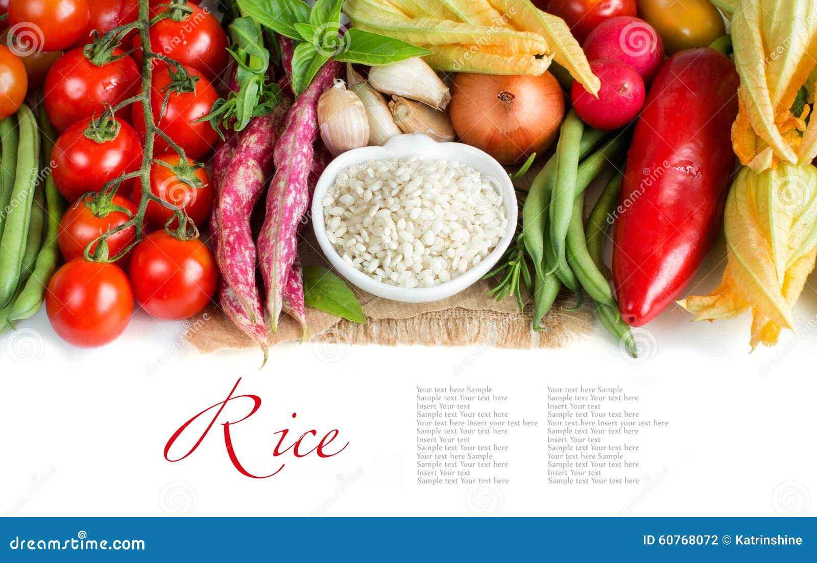 White Rice in Bowl and Fresh Vegetables Stock Photo - Image of ...