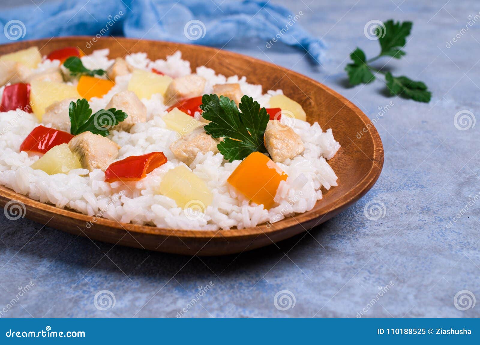 White rice with chicken stock image. Image of oriental - 110188525