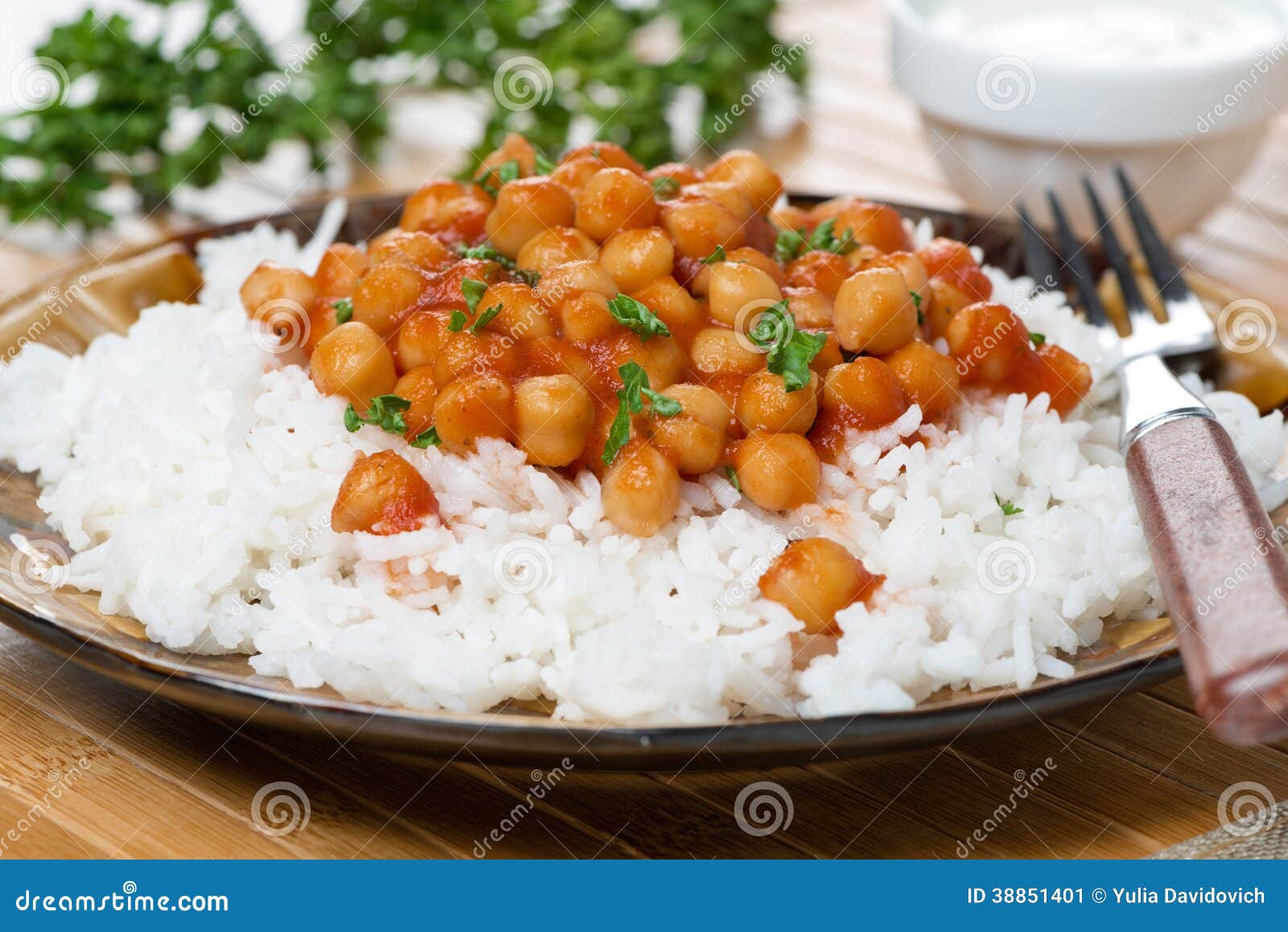 White Rice with Chickpeas in Tomato Sauce Stock Image - Image of ...