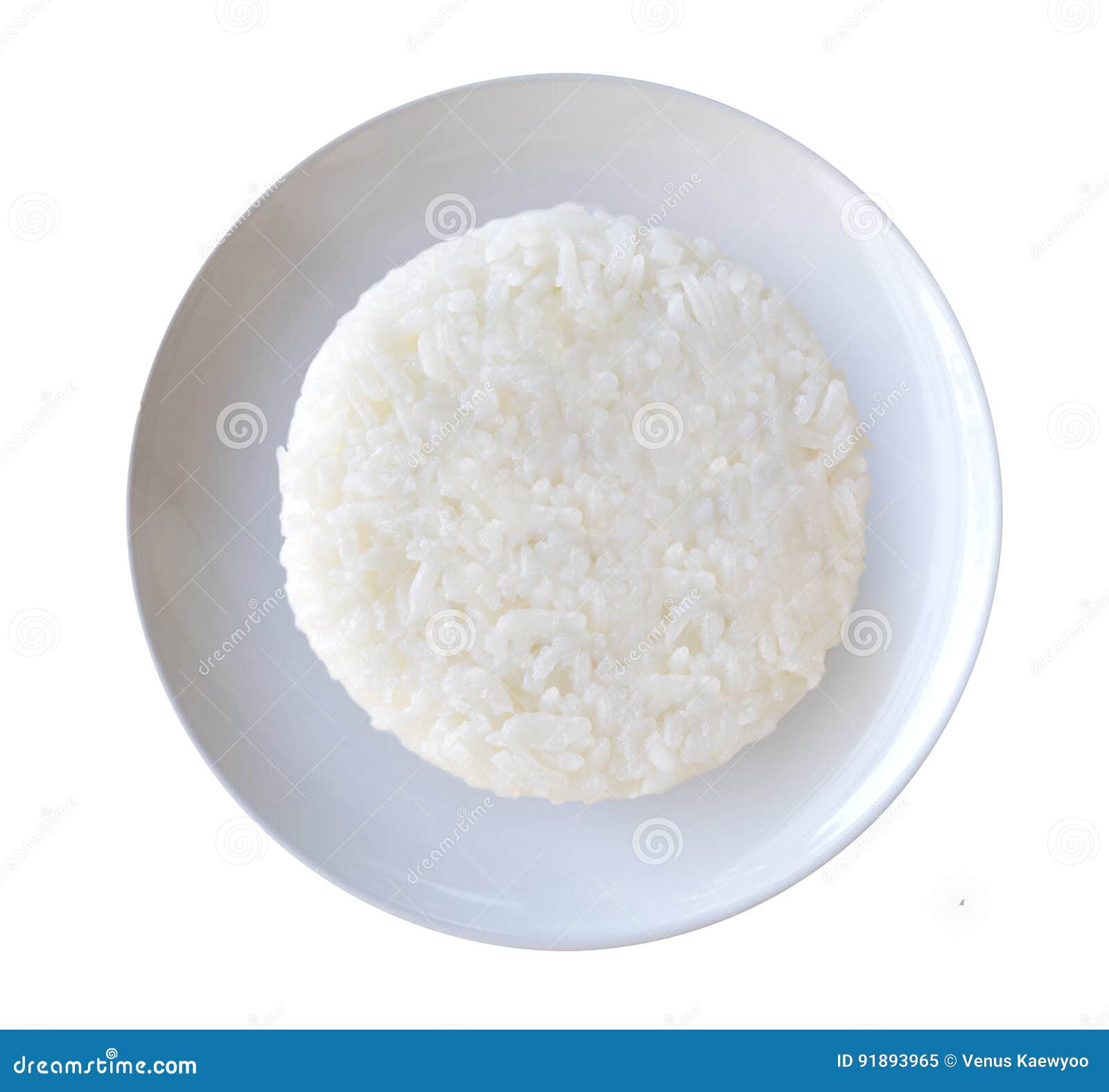 White Rice Circle Shape in a Ceramic Dish Isolated on White Back Stock ...