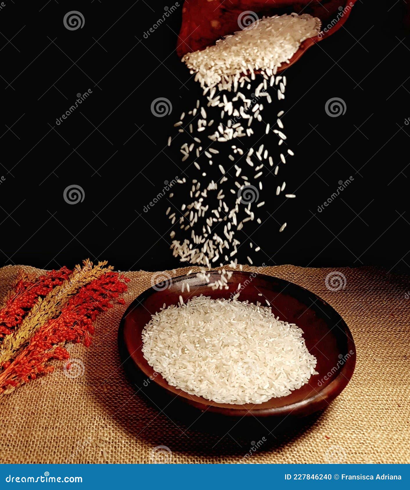 White rice in a container stock photo. Image of white - 227846240