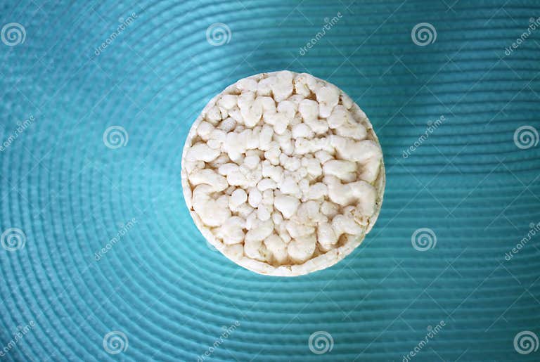 White Rice Crackers on Blue Background. Stock Photo - Image of health ...