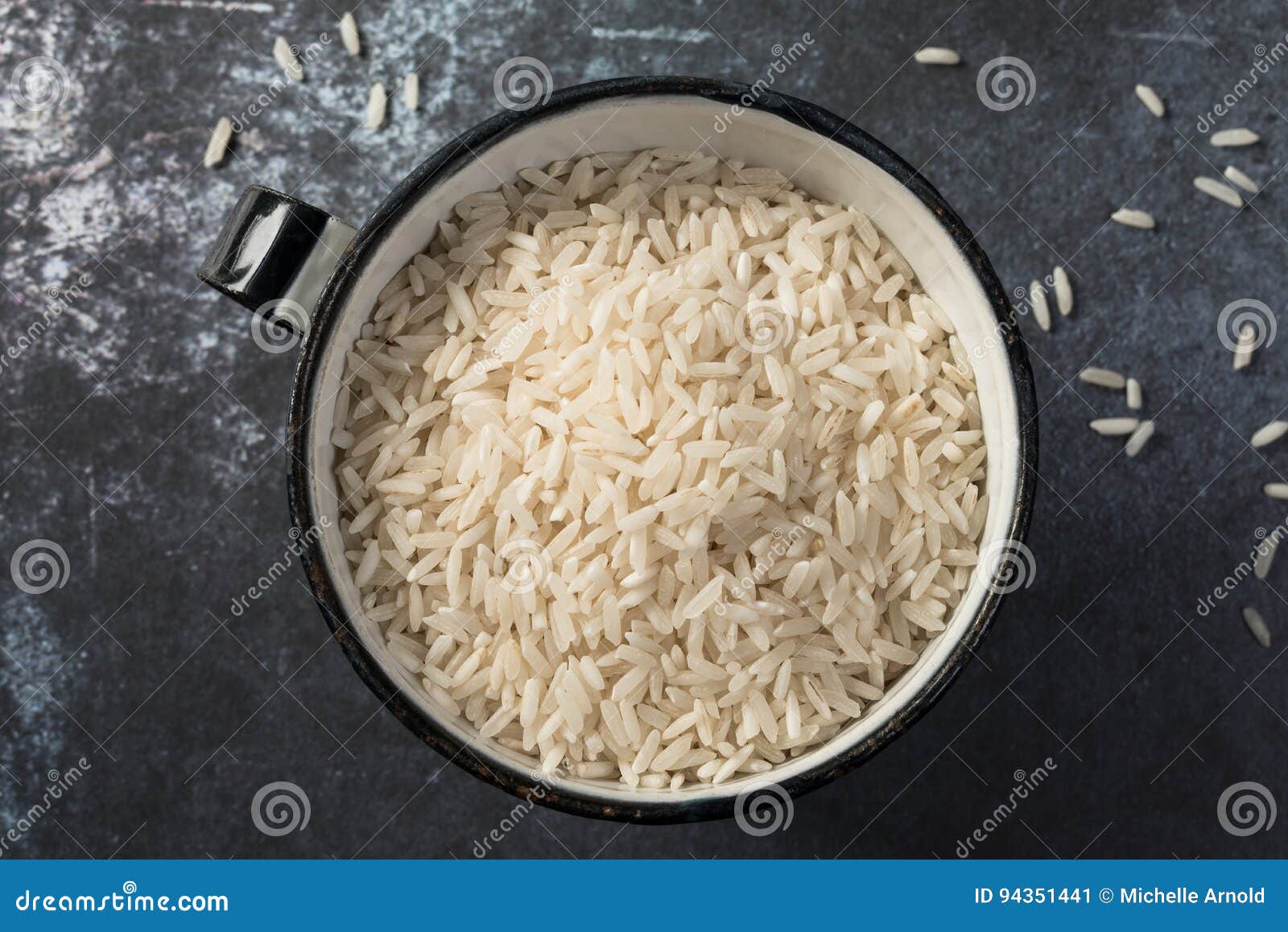 Uncooked White Rice in a Metal Cup Stock Image - Image of isolated ...