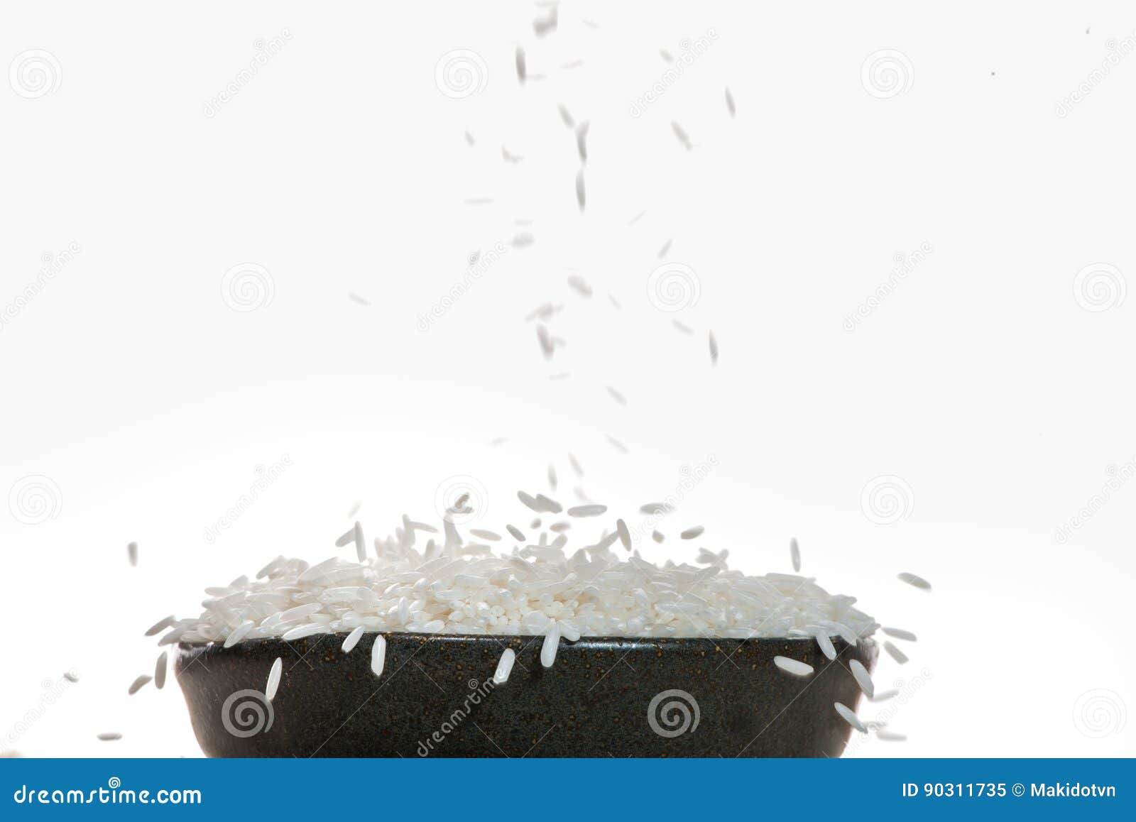 White Rice Falling Down. Jasmine Rice, Thai Rice, Raw Rice. Stock Image ...
