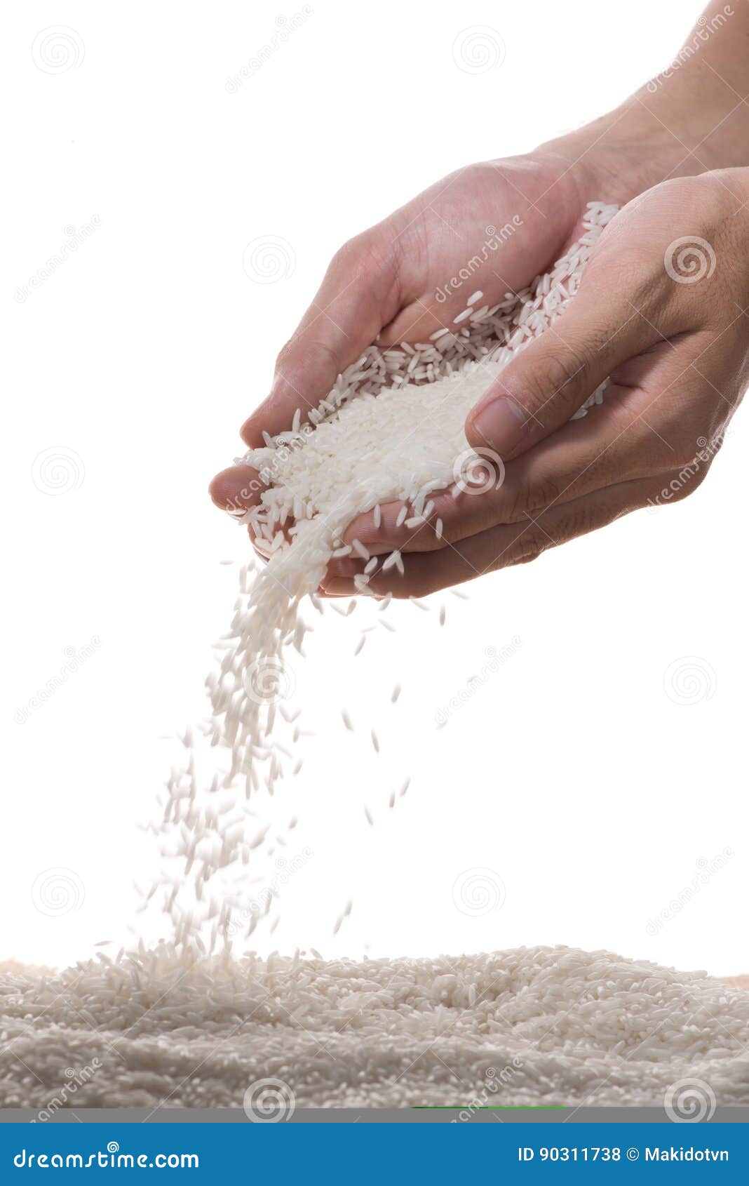 White Rice Falling Down. Jasmine Rice, Thai Rice, Raw Rice. Stock Photo ...