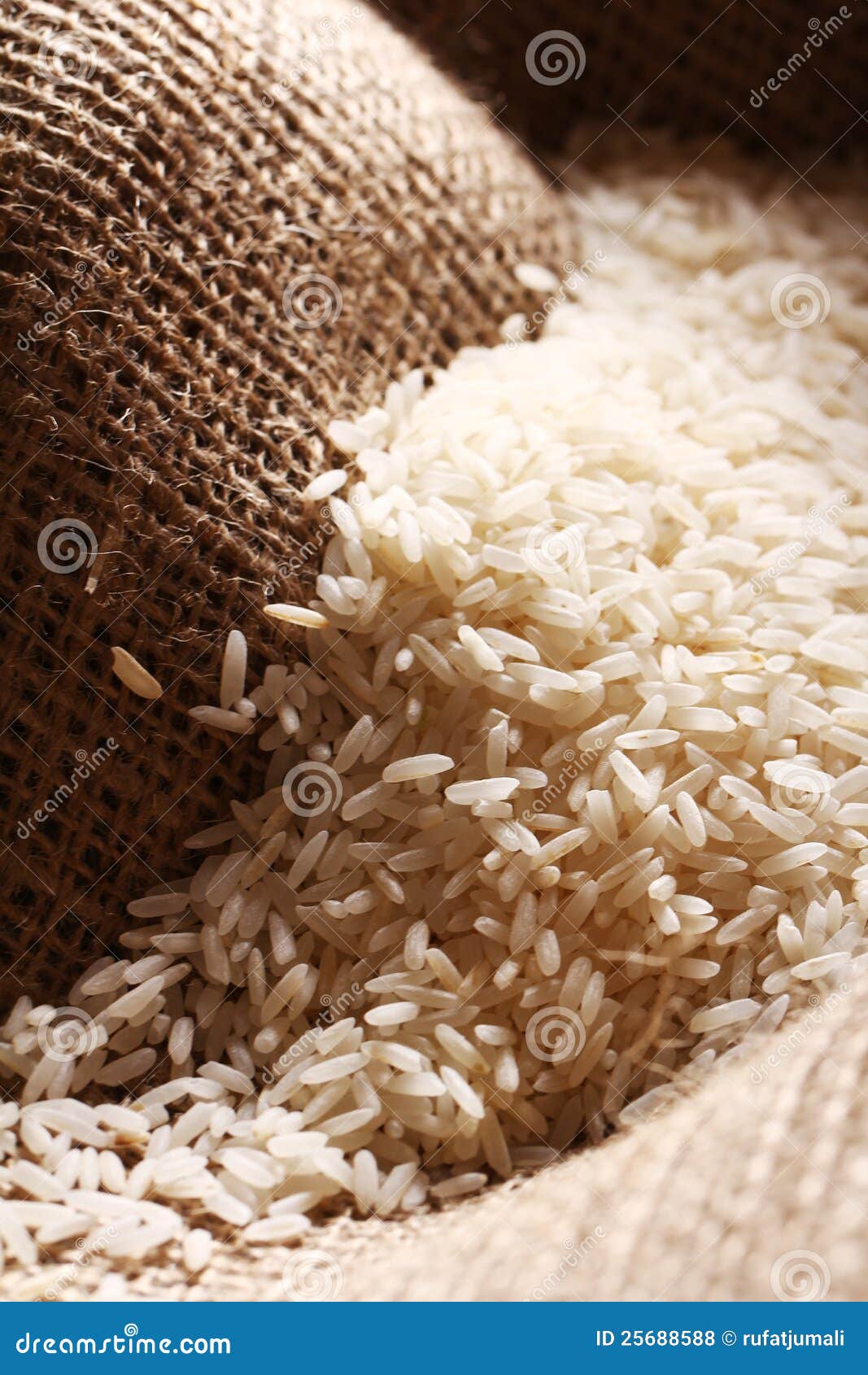 White Rice Grains on Sack Cloth Stock Photo - Image of backdrop ...