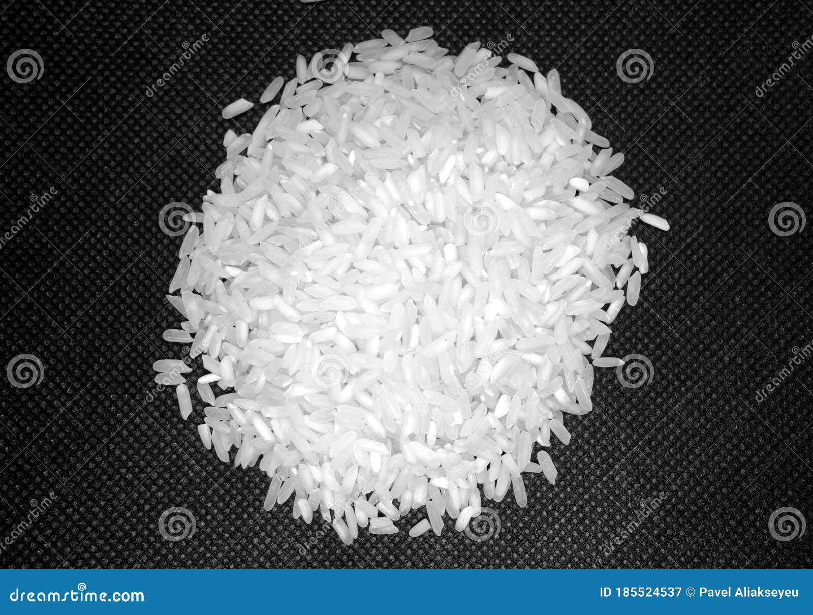 White Rice Isolated on Black in Black and White Stock Image - Image of ...