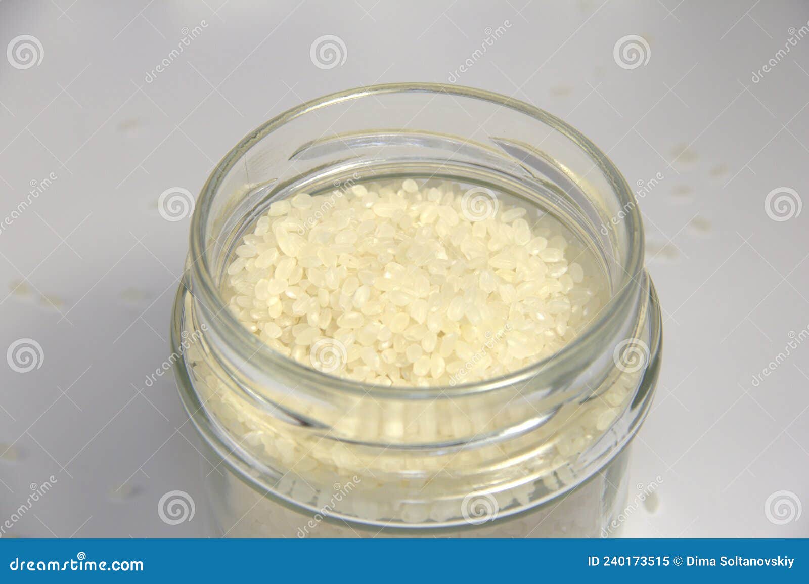 White Rice in a Jar. on a White Background Stock Image - Image of grain ...