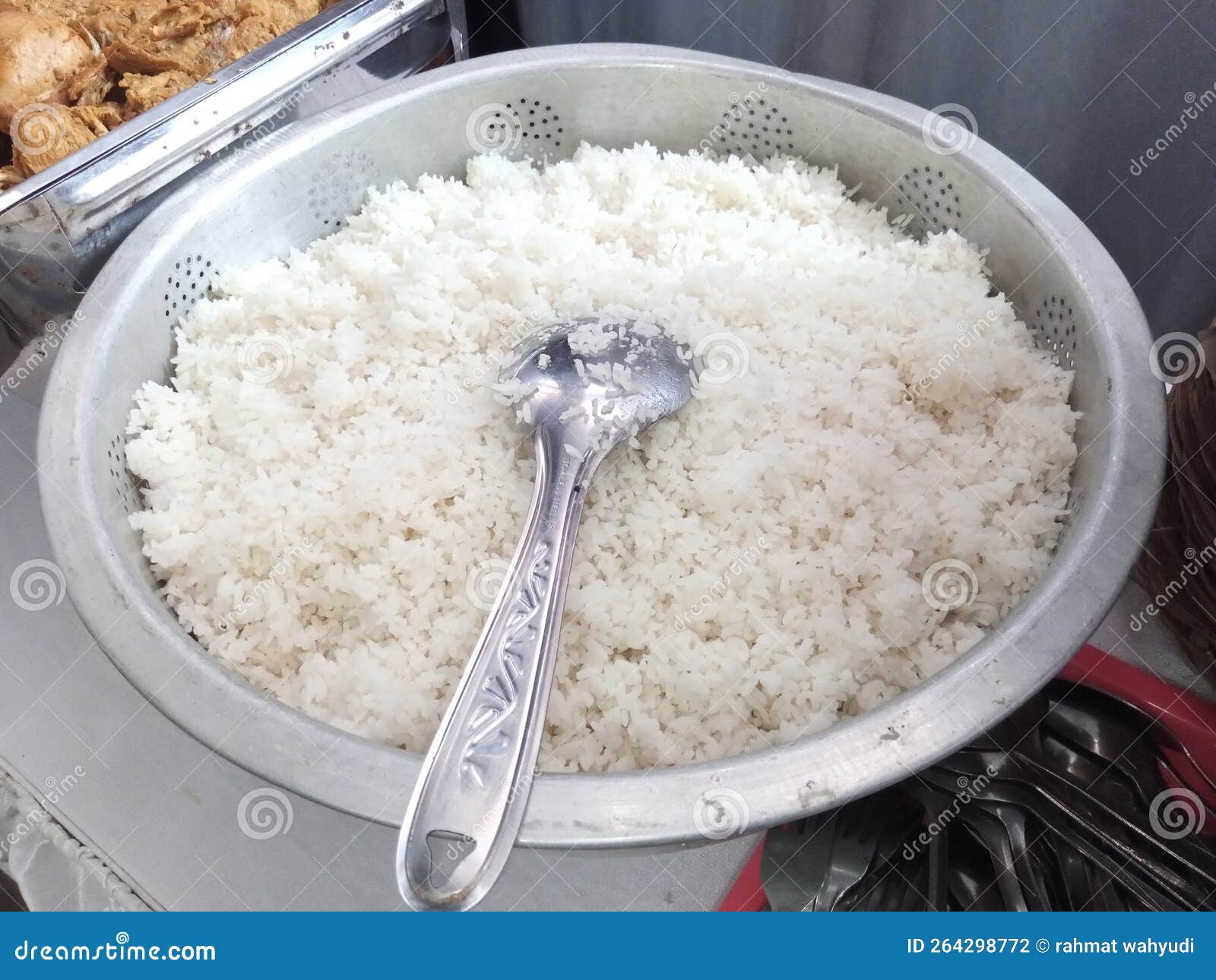 Rice in a Container Ready To Eat Stock Photo - Image of white, meat ...