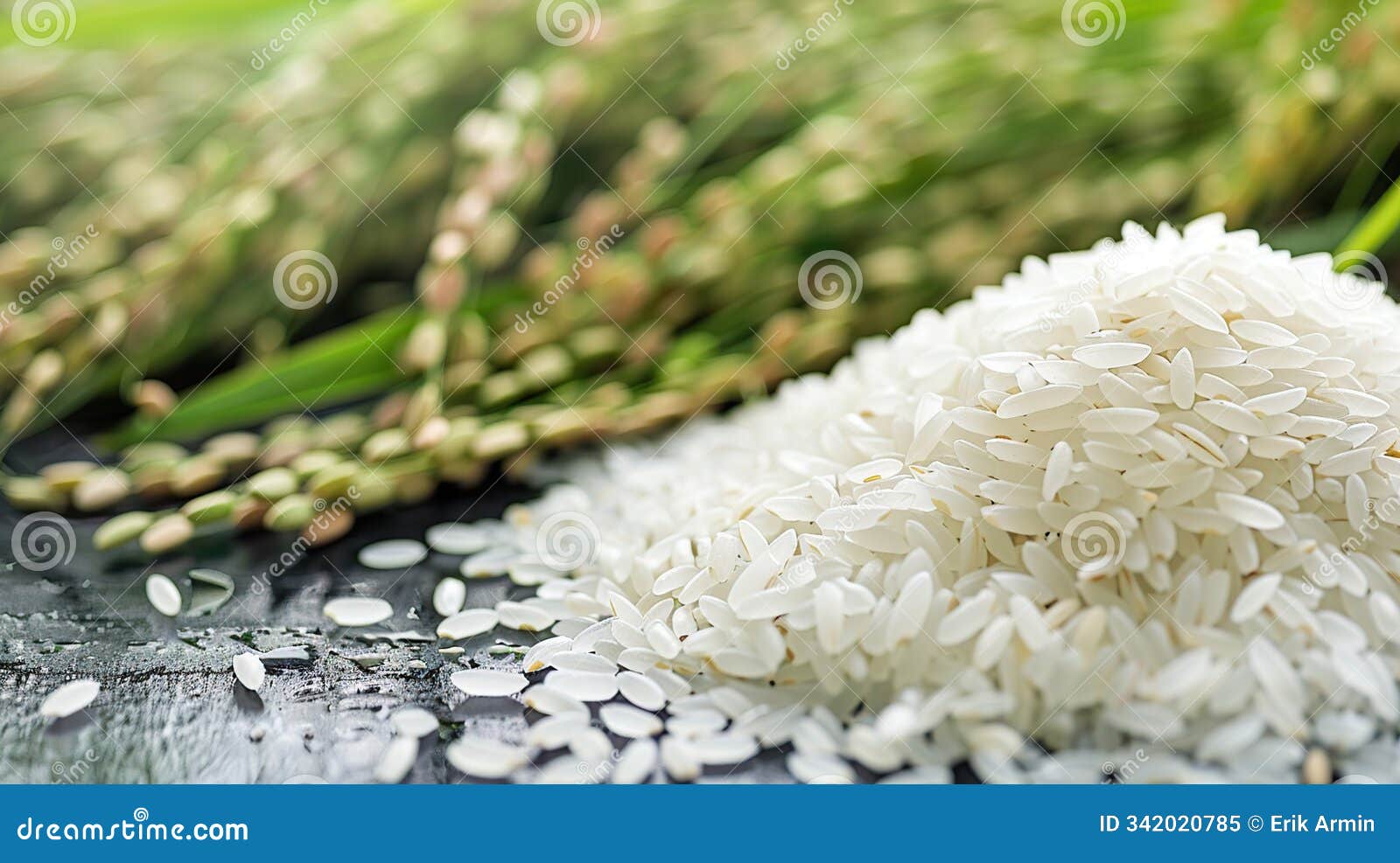 White Rice and Paddy Rice with Rice Plant Stock Illustration ...