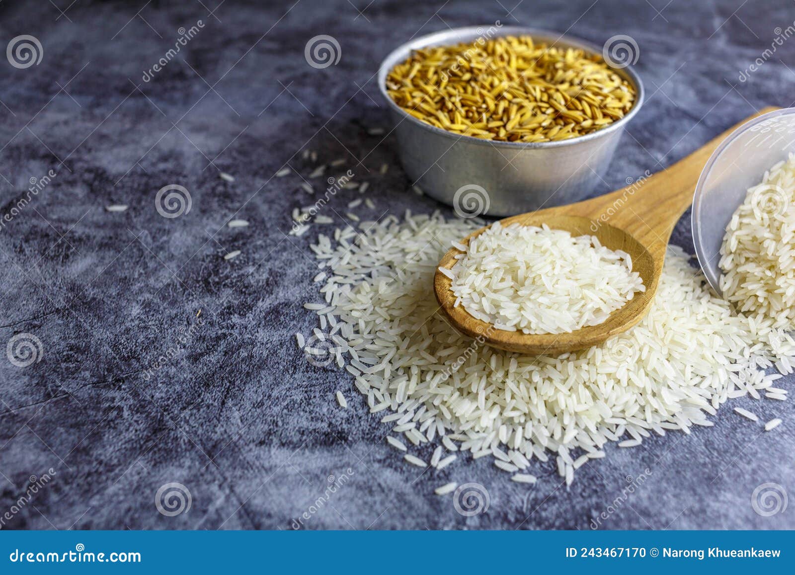 White Rice and Paddy on the Table Stock Photo - Image of green, culture ...