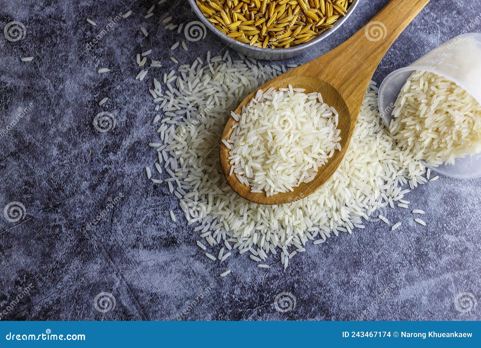 White Rice and Paddy on the Table Stock Photo - Image of white, food ...