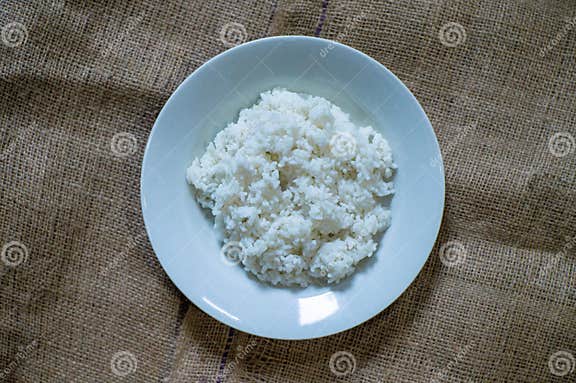 White Rice on a White Plate Stock Photo - Image of plant, plate: 220003458