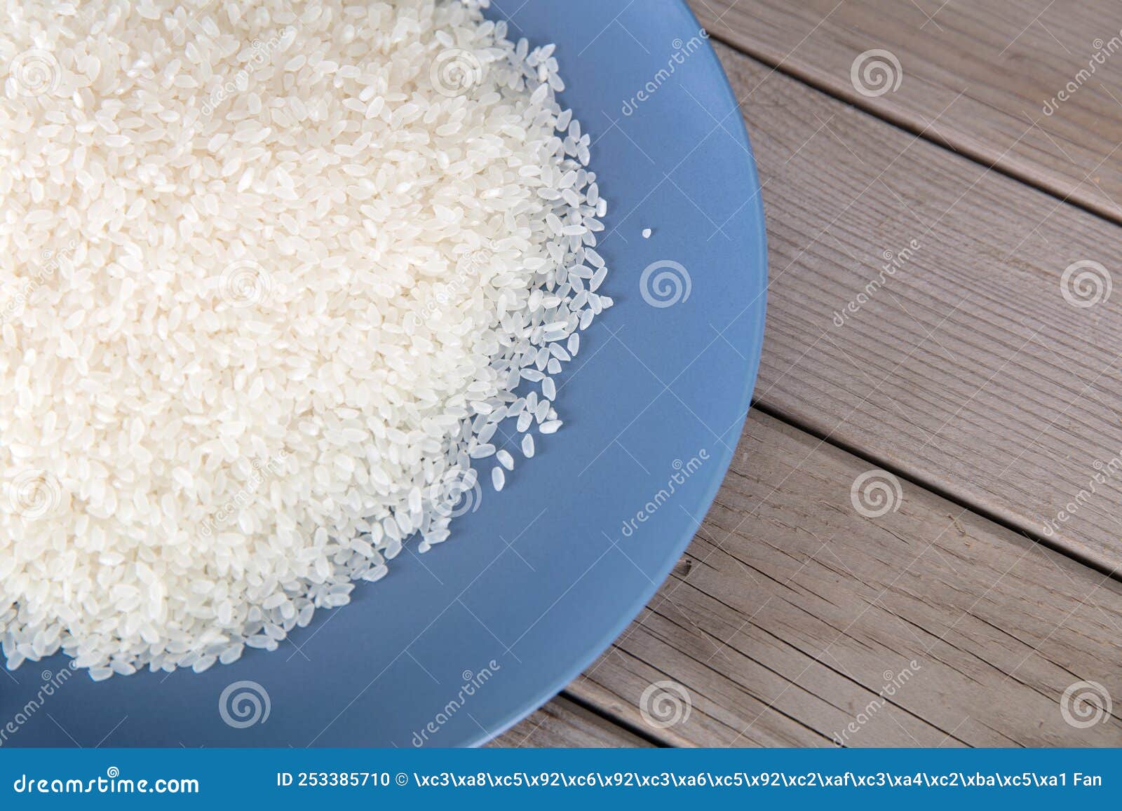 White rice on the plate stock photo. Image of paper - 253385710