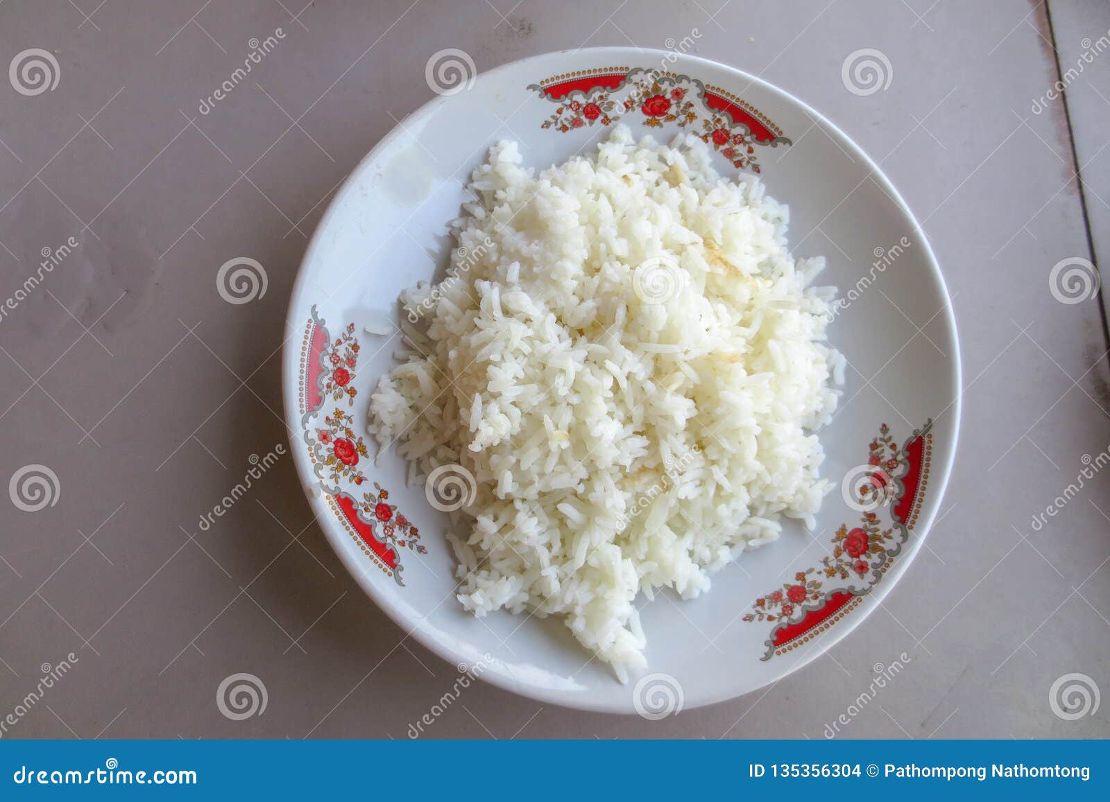 White rice on plate stock photo. Image of boiled, meal - 135356304