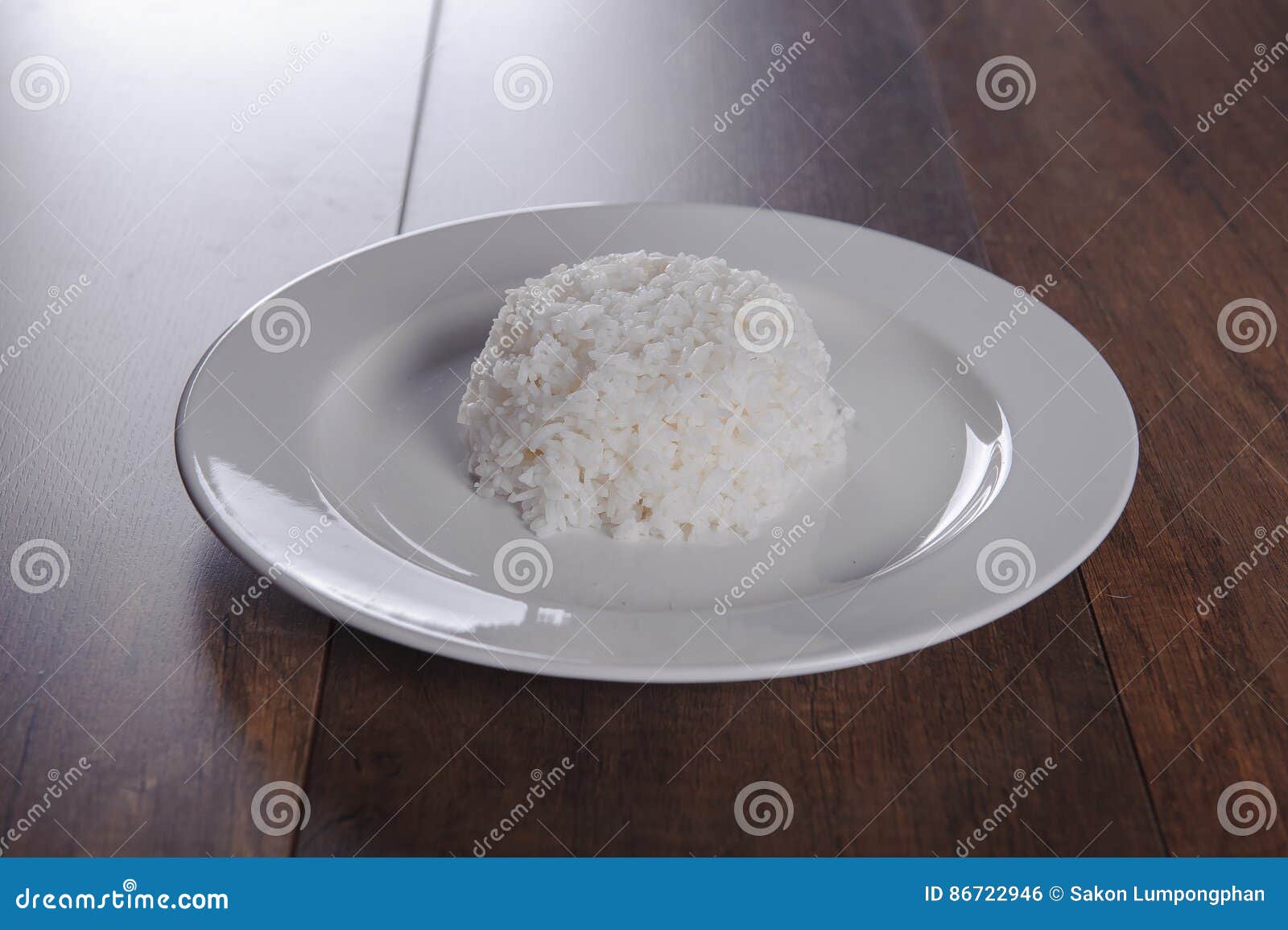 White Rice in Plate on Wooden Table Stock Photo - Image of healthy ...