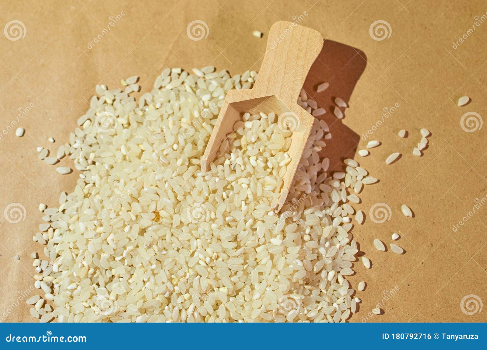 White Rice is Scattered on the Table Close Up Stock Photo - Image of ...