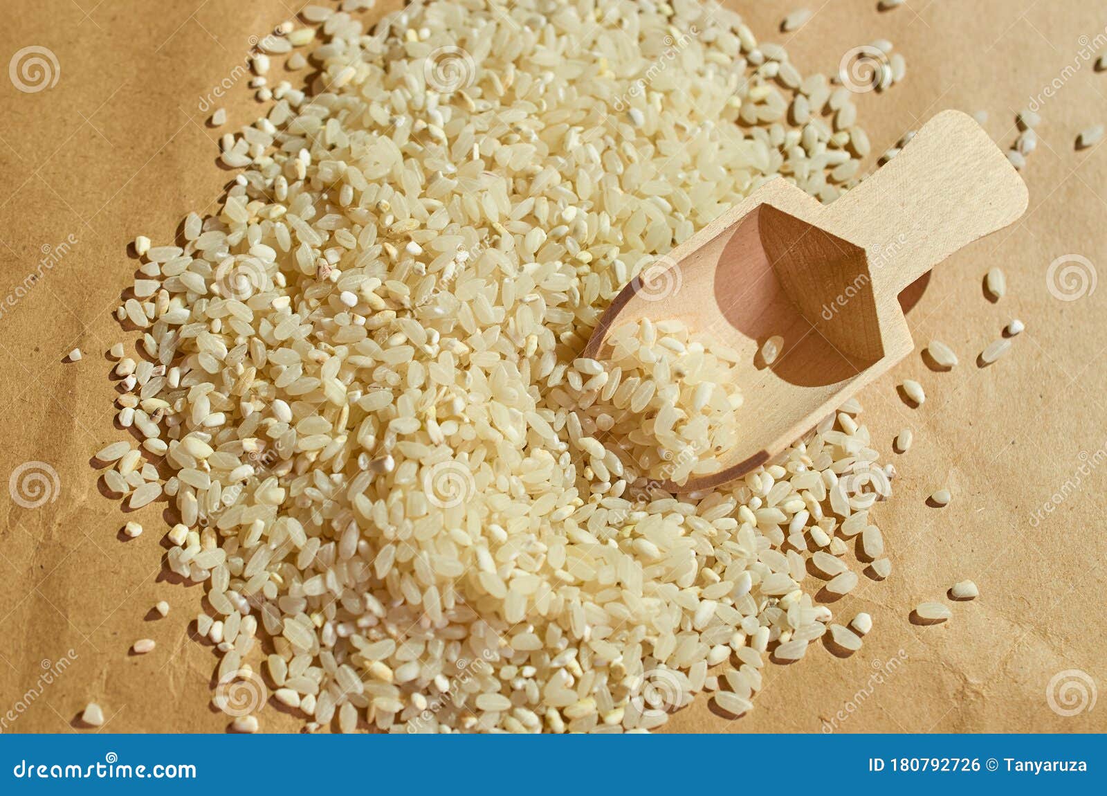White Rice is Scattered on the Table Close Up Stock Photo - Image of ...