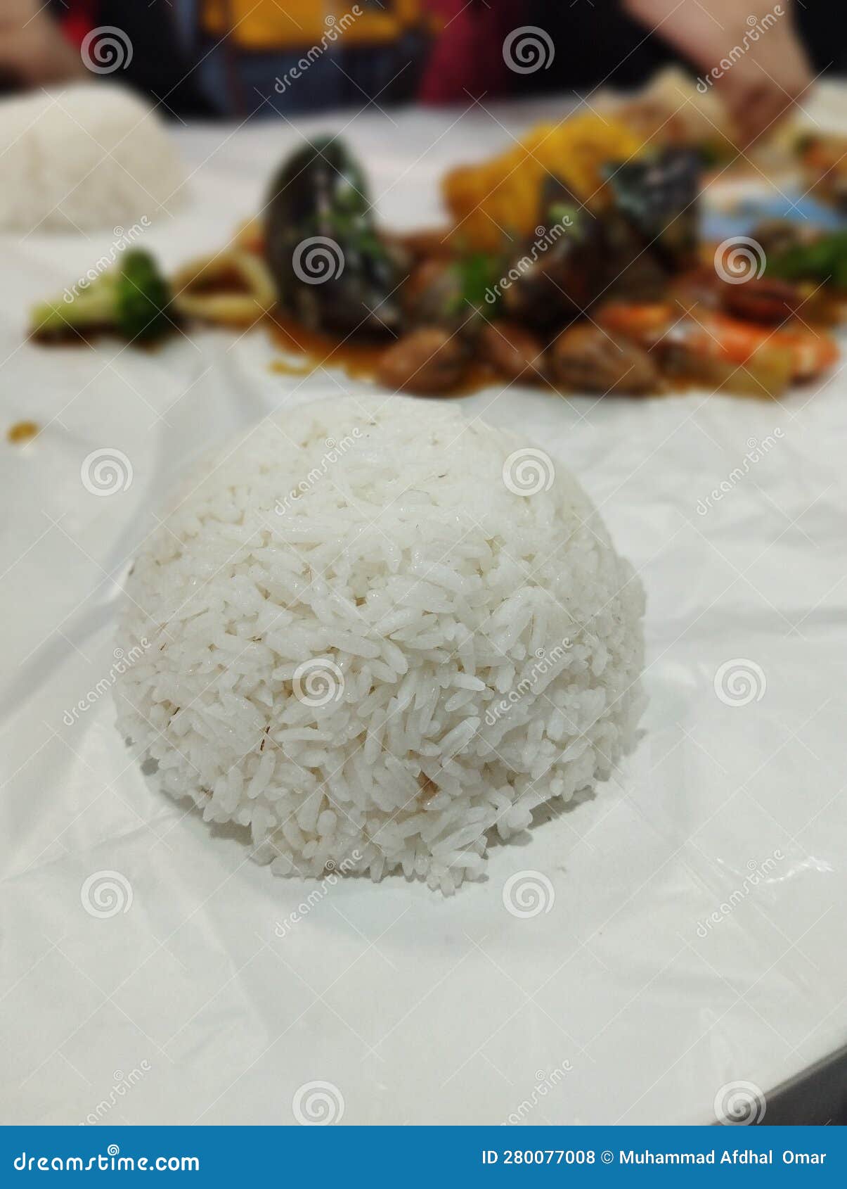 White Rice Seafood Shellout Dinner Stock Photo - Image of rice ...