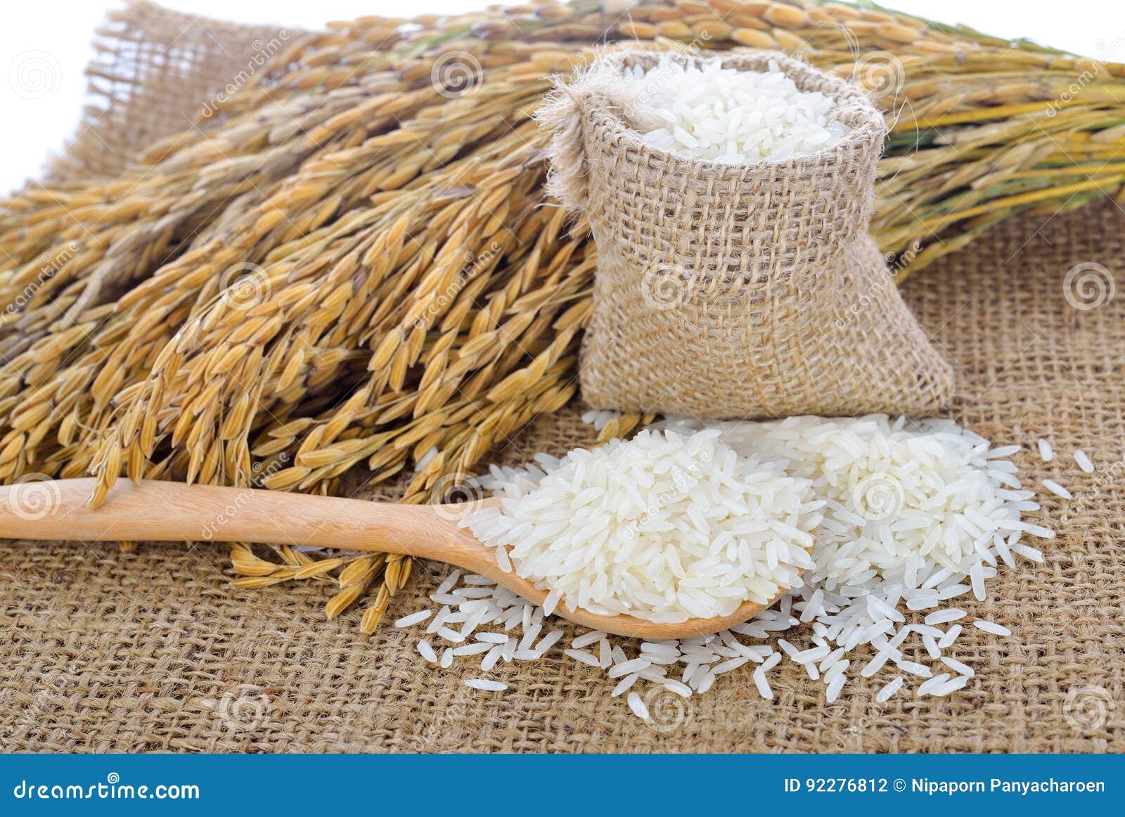 White Rice and Unmilled Rice Stock Photo - Image of asian, wholegrain ...