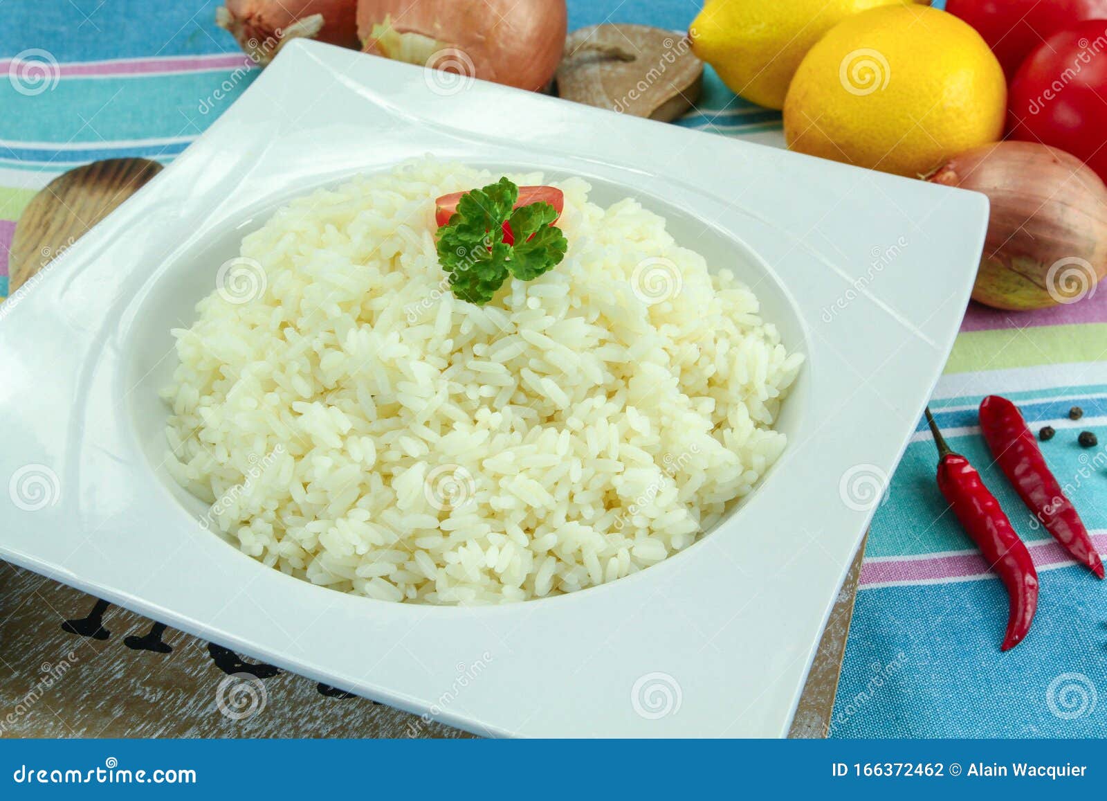 White rice stock photo. Image of table, creole, vegetarian - 166372462