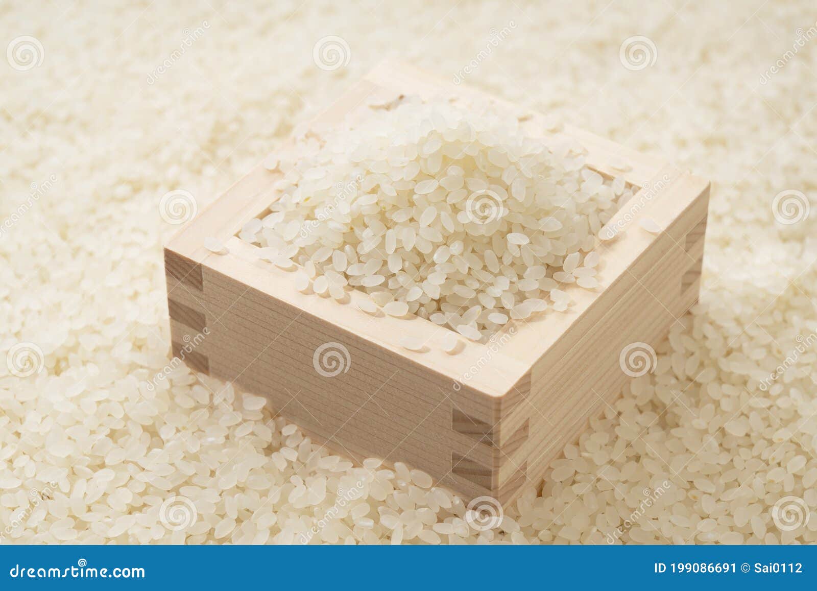 White Rice and Wooden Masu Boxes Stock Image - Image of closeup, brown ...