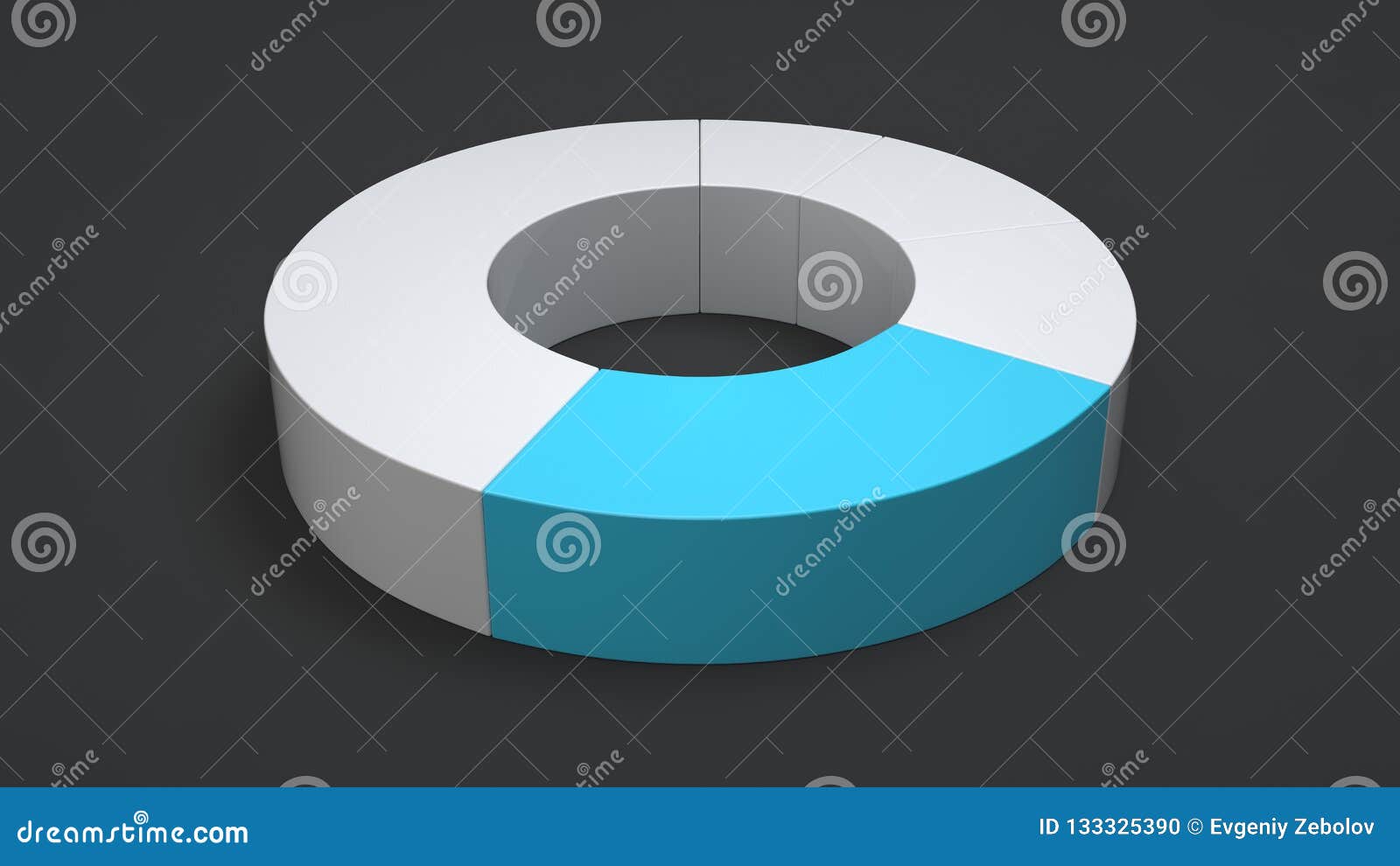 White Ring Pie Chart with One Blue Sector Stock Illustration ...