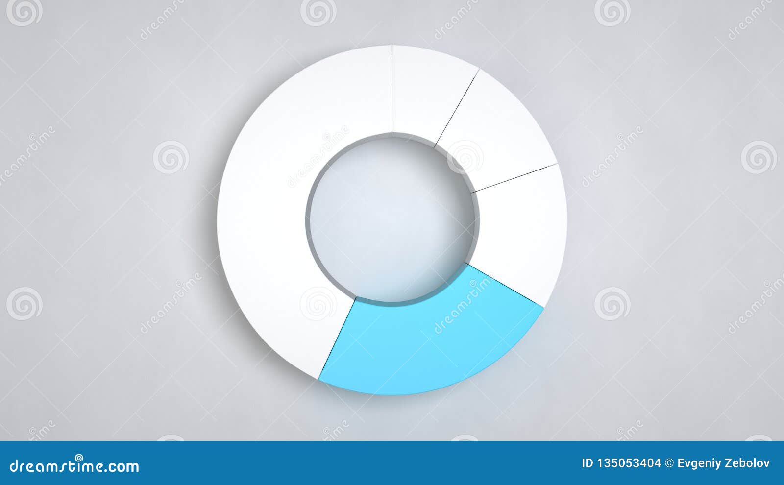 White Ring Pie Chart with One Blue Sector Stock Illustration ...