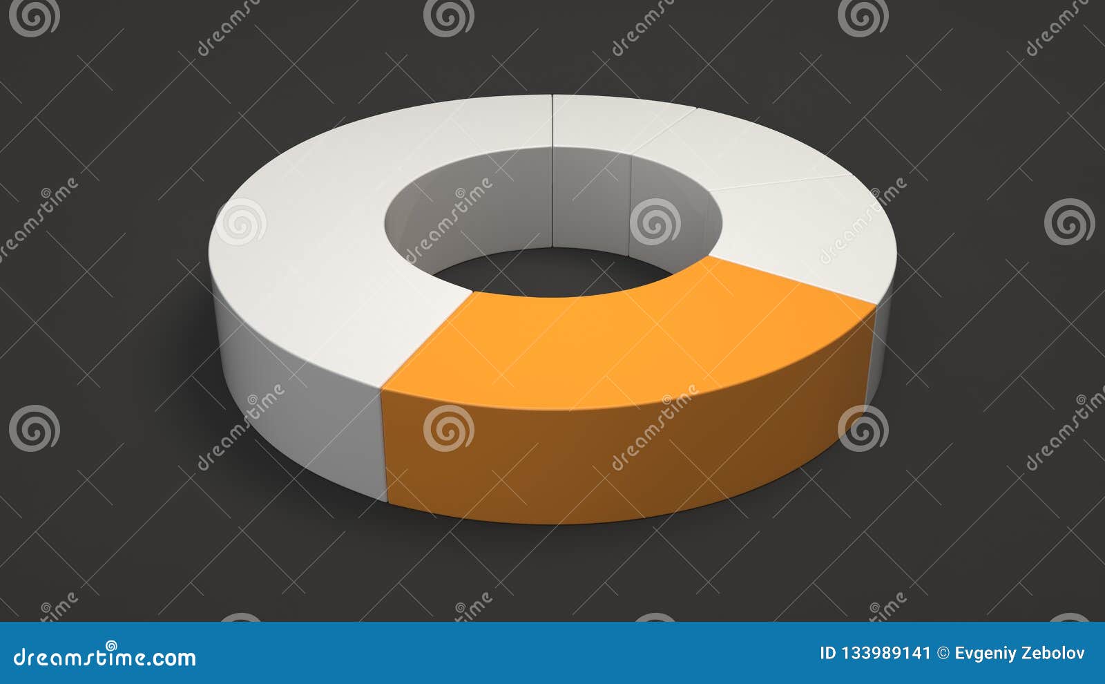 White Ring Pie Chart with One Orange Sector Stock Illustration ...