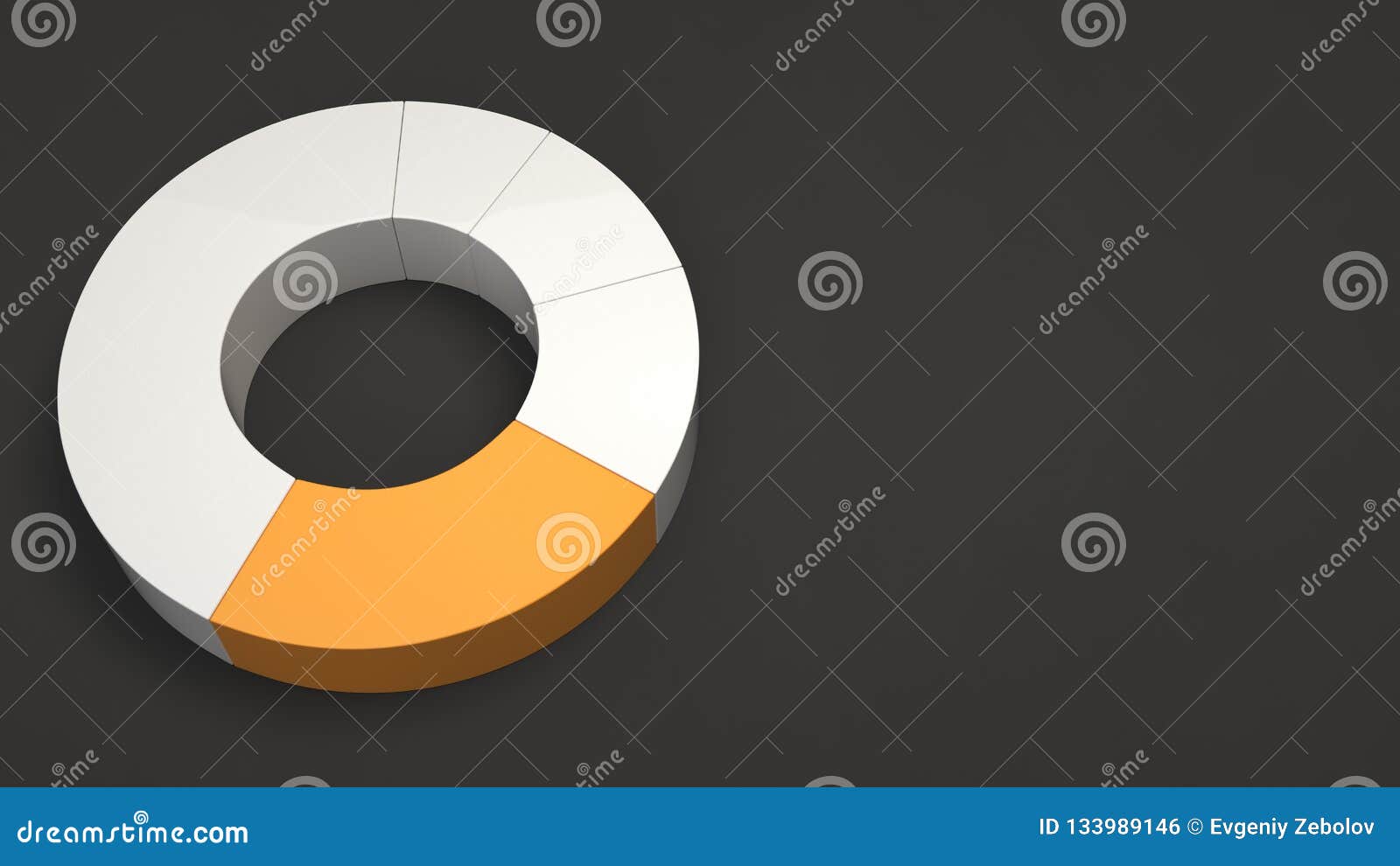 White Ring Pie Chart with One Orange Sector Stock Illustration ...