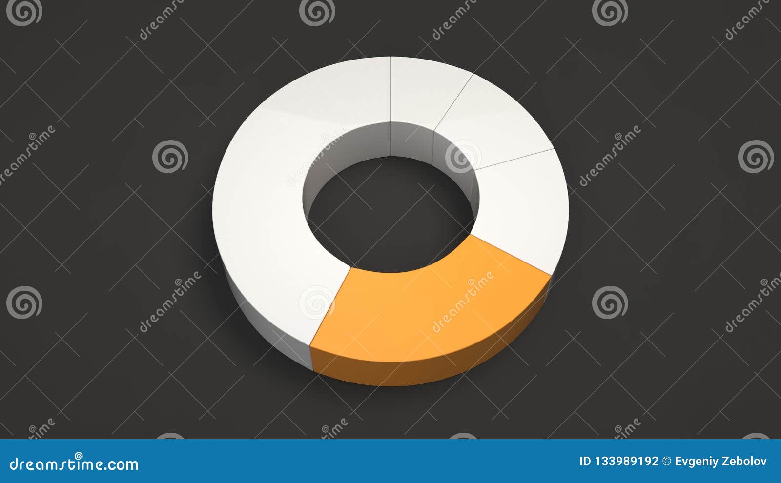 White Ring Pie Chart with One Orange Sector Stock Illustration ...