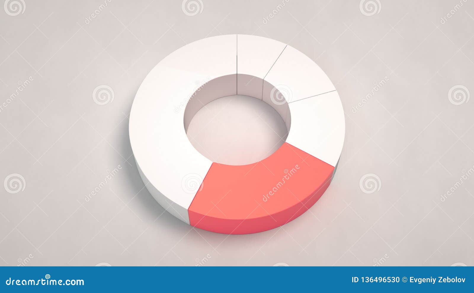 White Ring Pie Chart with One Red Sector Stock Illustration ...