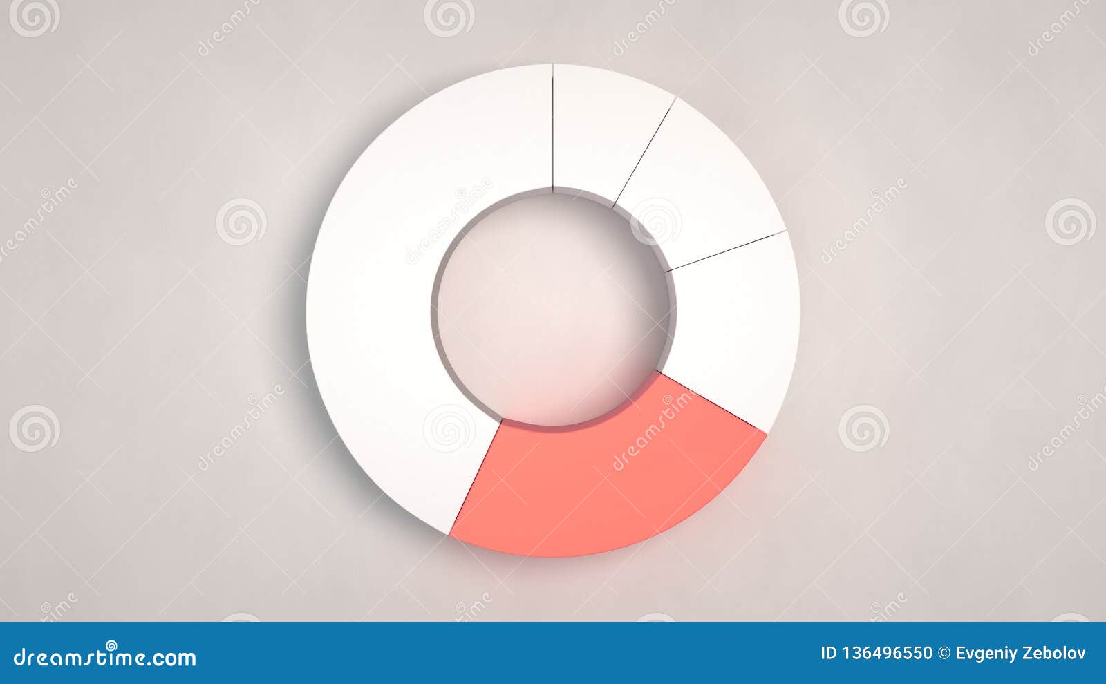 White Ring Pie Chart with One Red Sector Stock Illustration ...