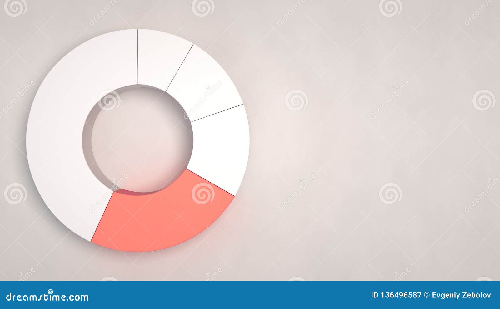 White Ring Pie Chart with One Red Sector Stock Illustration ...