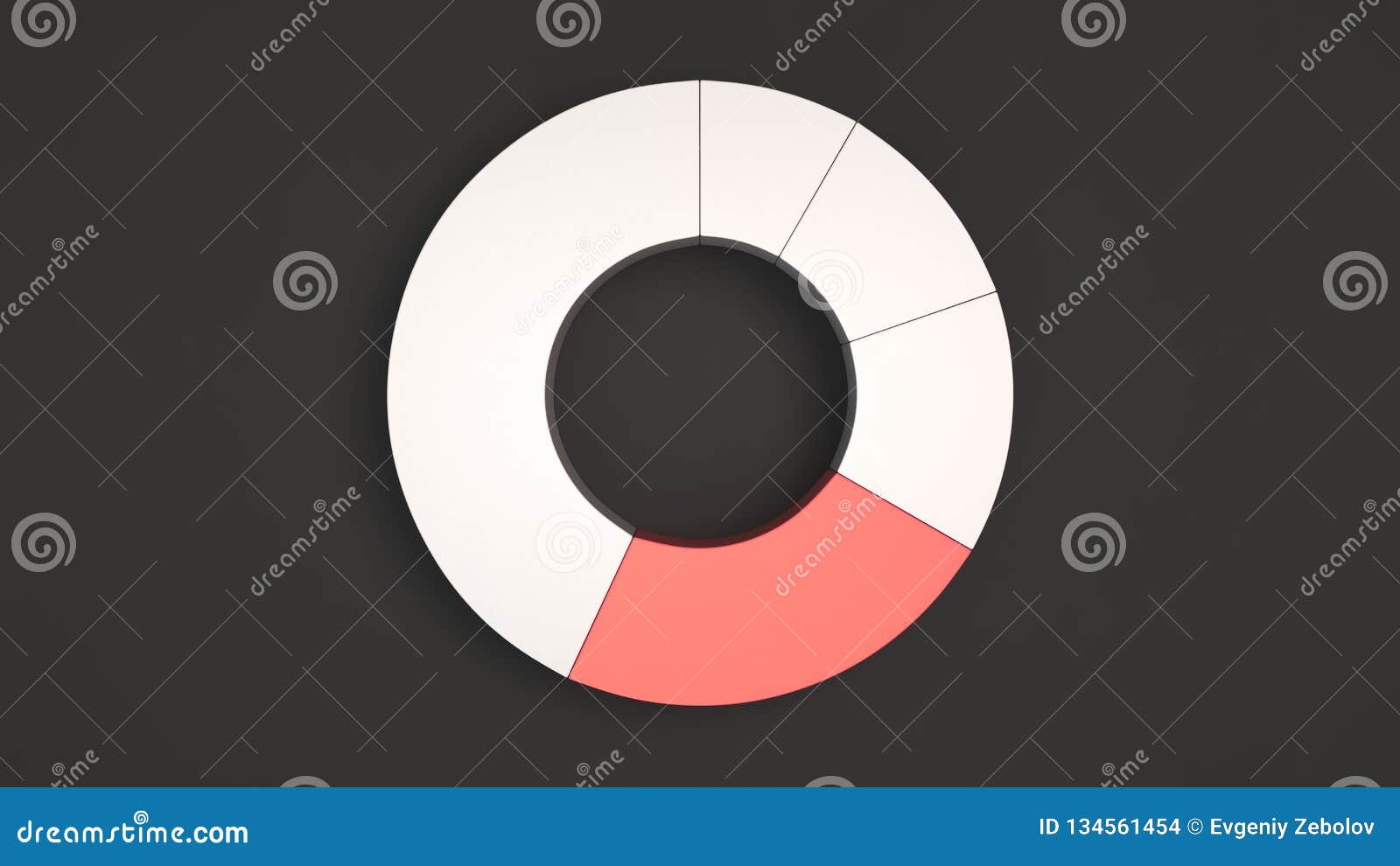 White Ring Pie Chart with One Red Sector Stock Illustration ...