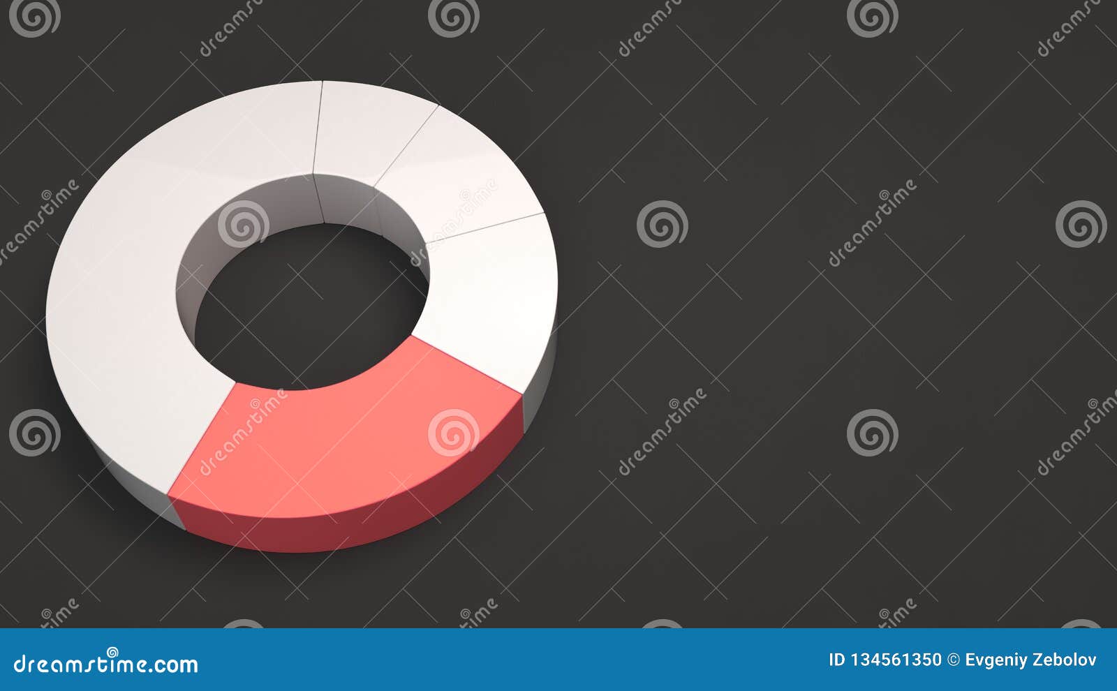 White Ring Pie Chart with One Red Sector Stock Illustration ...