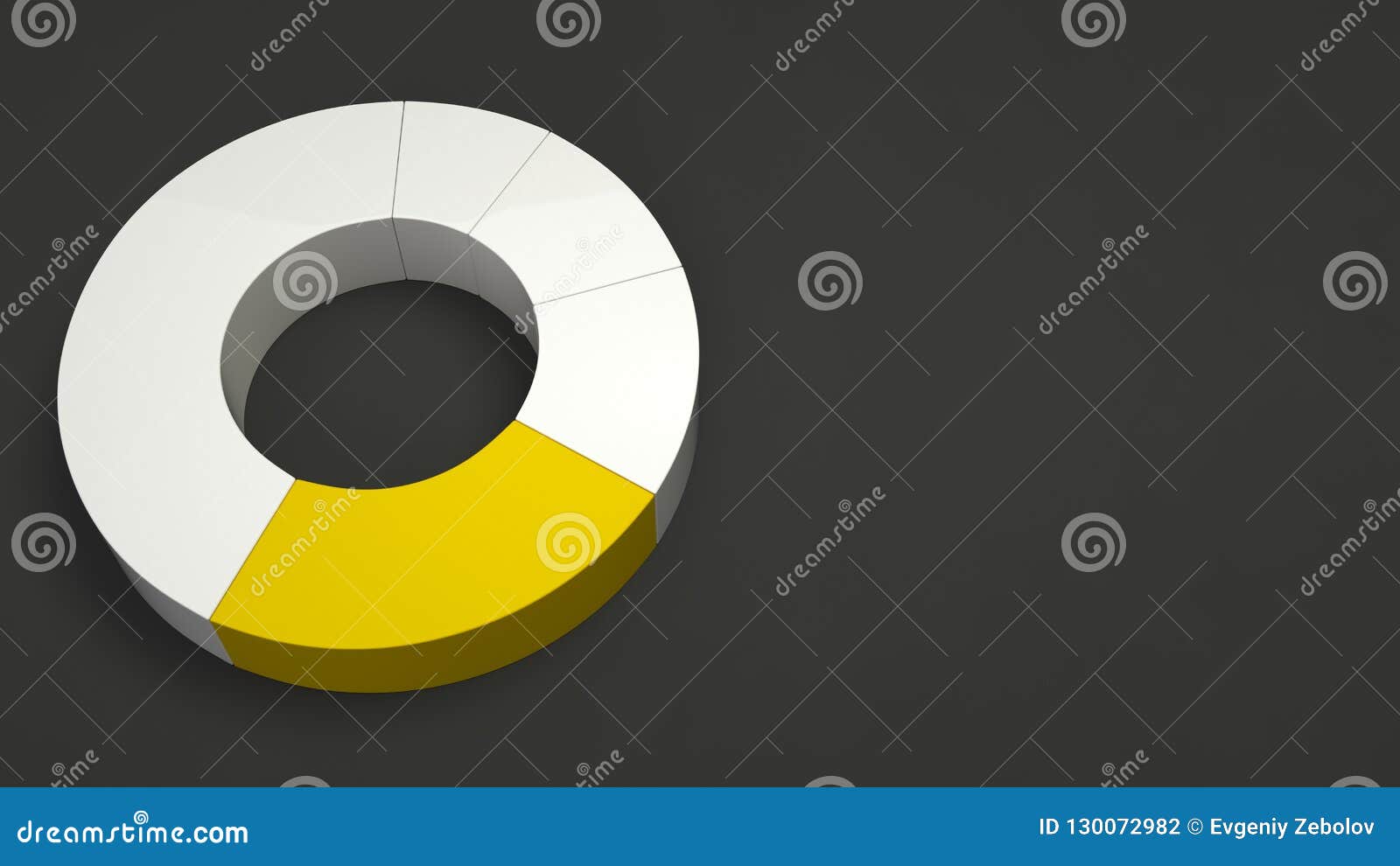 White Ring Pie Chart with One Yellow Sector Stock Illustration ...